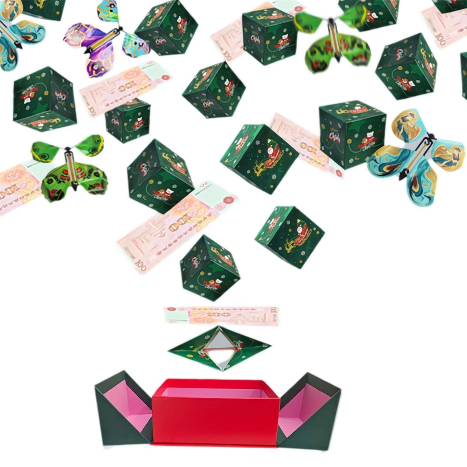 6 Christmas Pop-Up Boxes + Gift Box + Gift Bags Set Dark Green, Festive ...