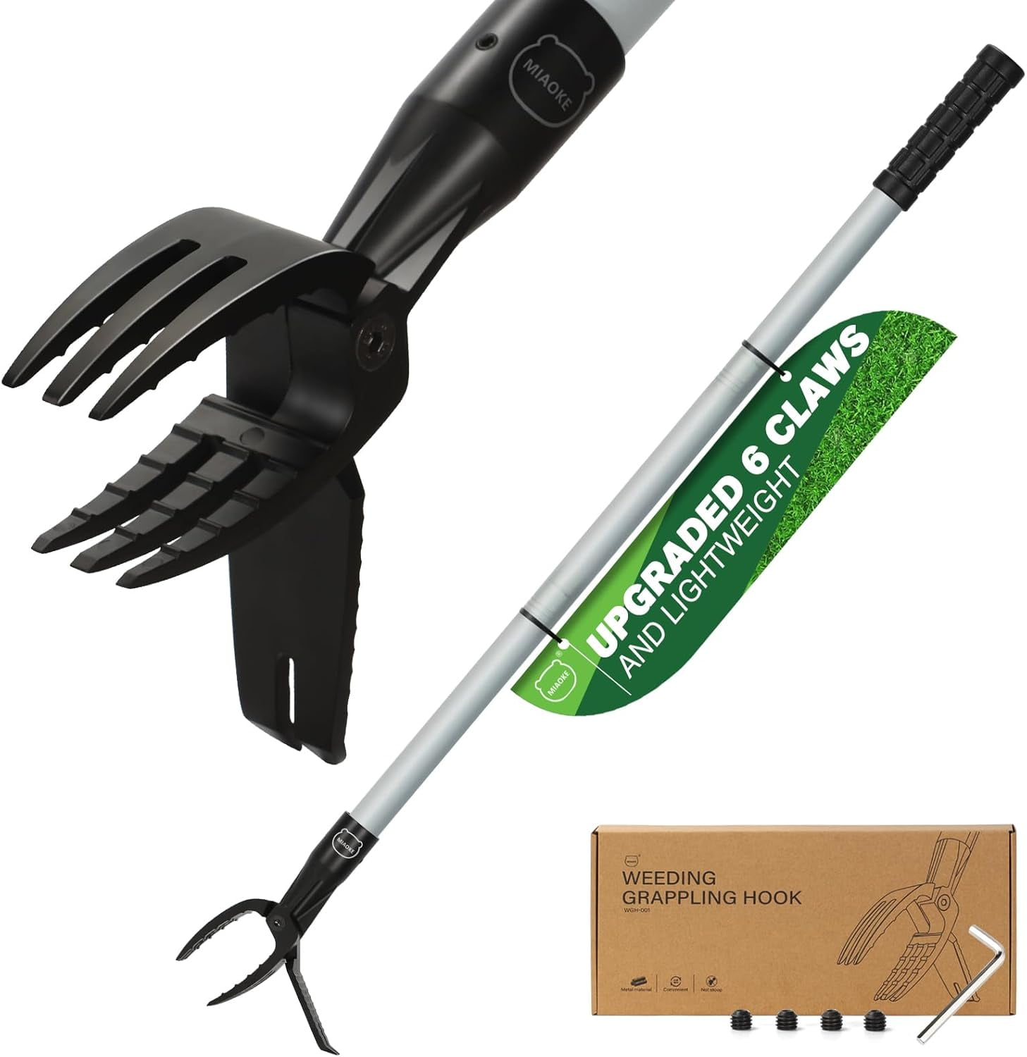 6-Claw & Light Weeding Tool, 44.5” Weed Puller Tool with Foot Platform ...