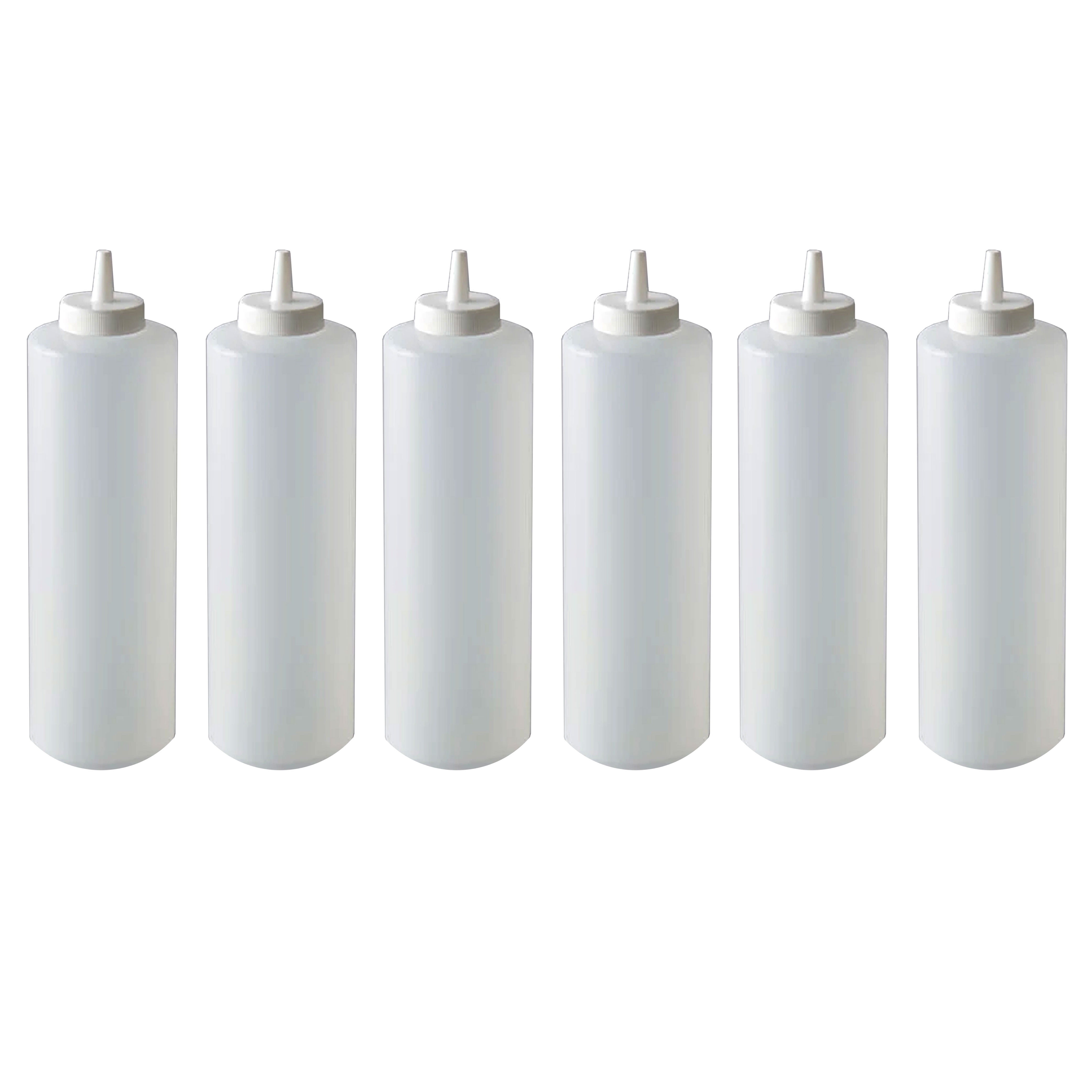 6 Clear 12oz Food Safe Squeeze Bottles BPA Free Condiment Ketchup ...