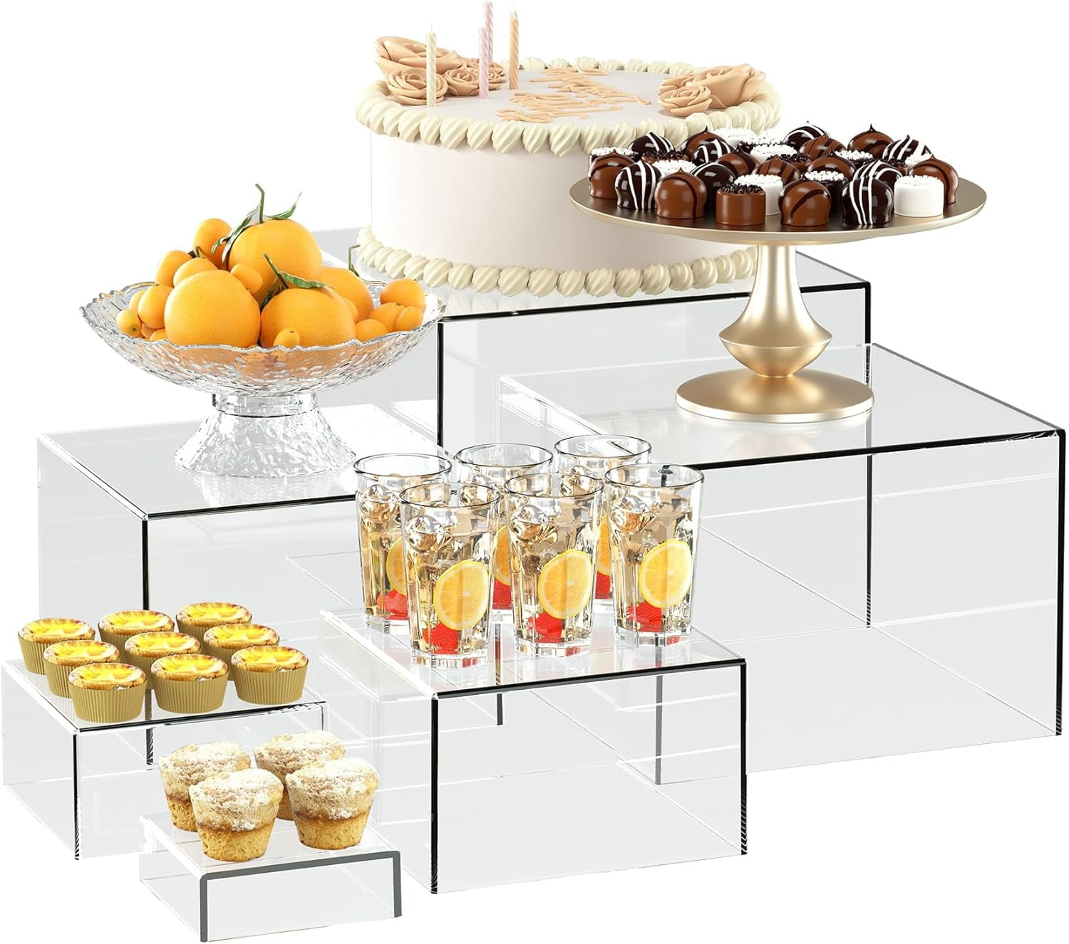 6 Clear Acrylic Boxes for Display as Buffet Risers and Stands, Food ...