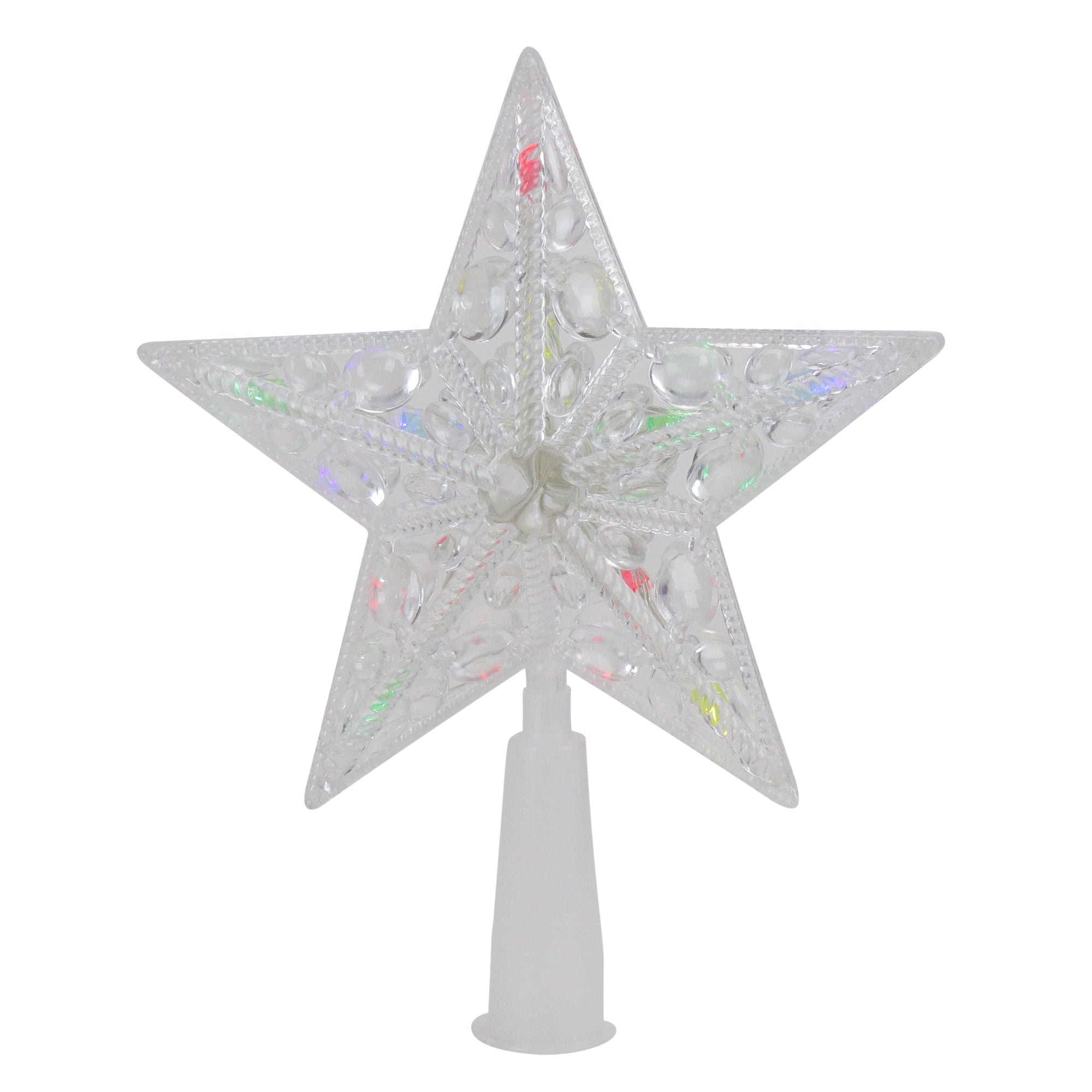 Northlight 6in Clear Crystal Star LED Xmas Tree Topper with Multi ...