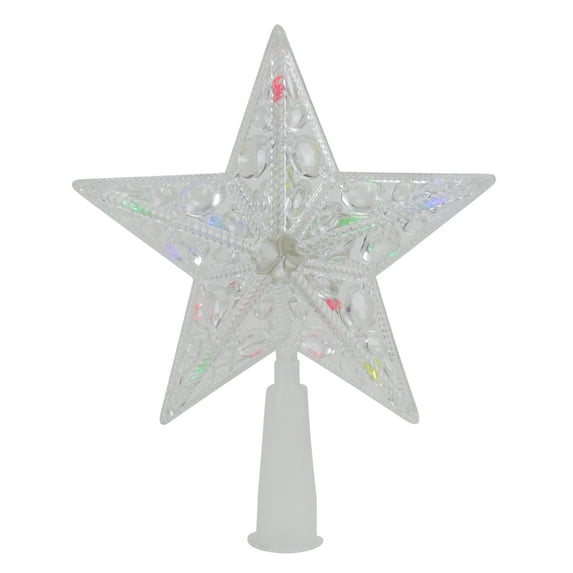 Northlight 6in Clear Crystal Star LED Xmas Tree Topper with Multi ...