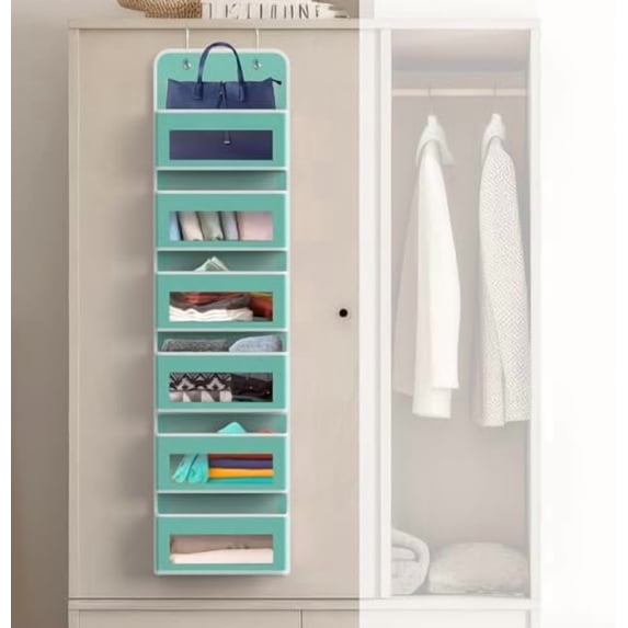6 Clear Window Pocket Over Closet Door Storage Hanging Organizer for ...