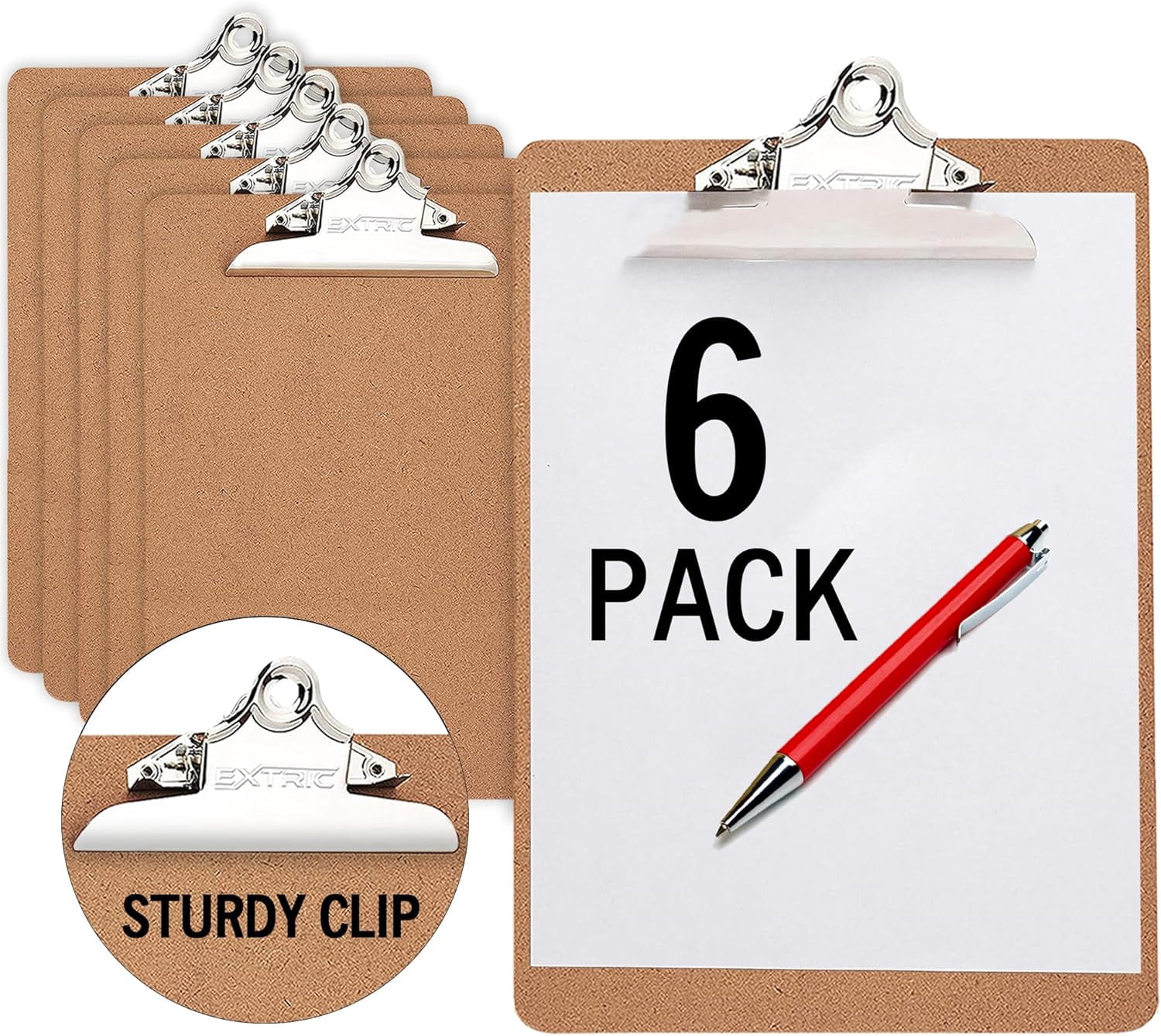 6 Clipboards Standard A4 Letter Size, 9x12.5 inch Wooden Clipboard with ...