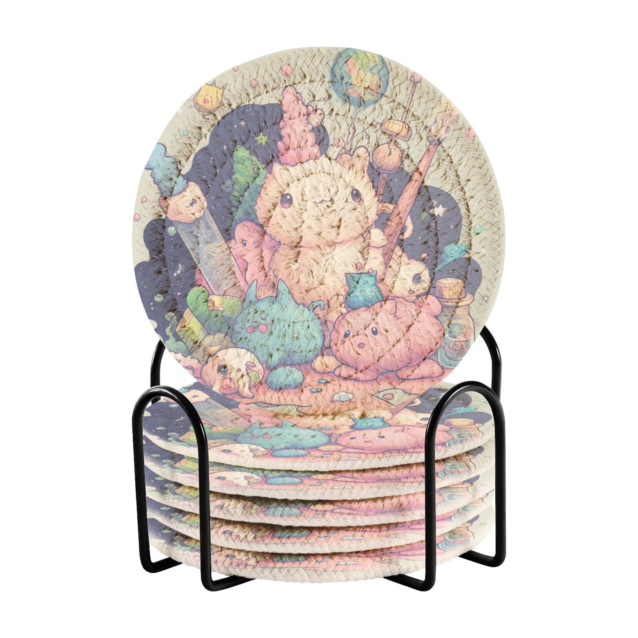 6 Coil Coasters 3.94x3.94x0.24 Inch Water Coasters Drink Coasters with ...