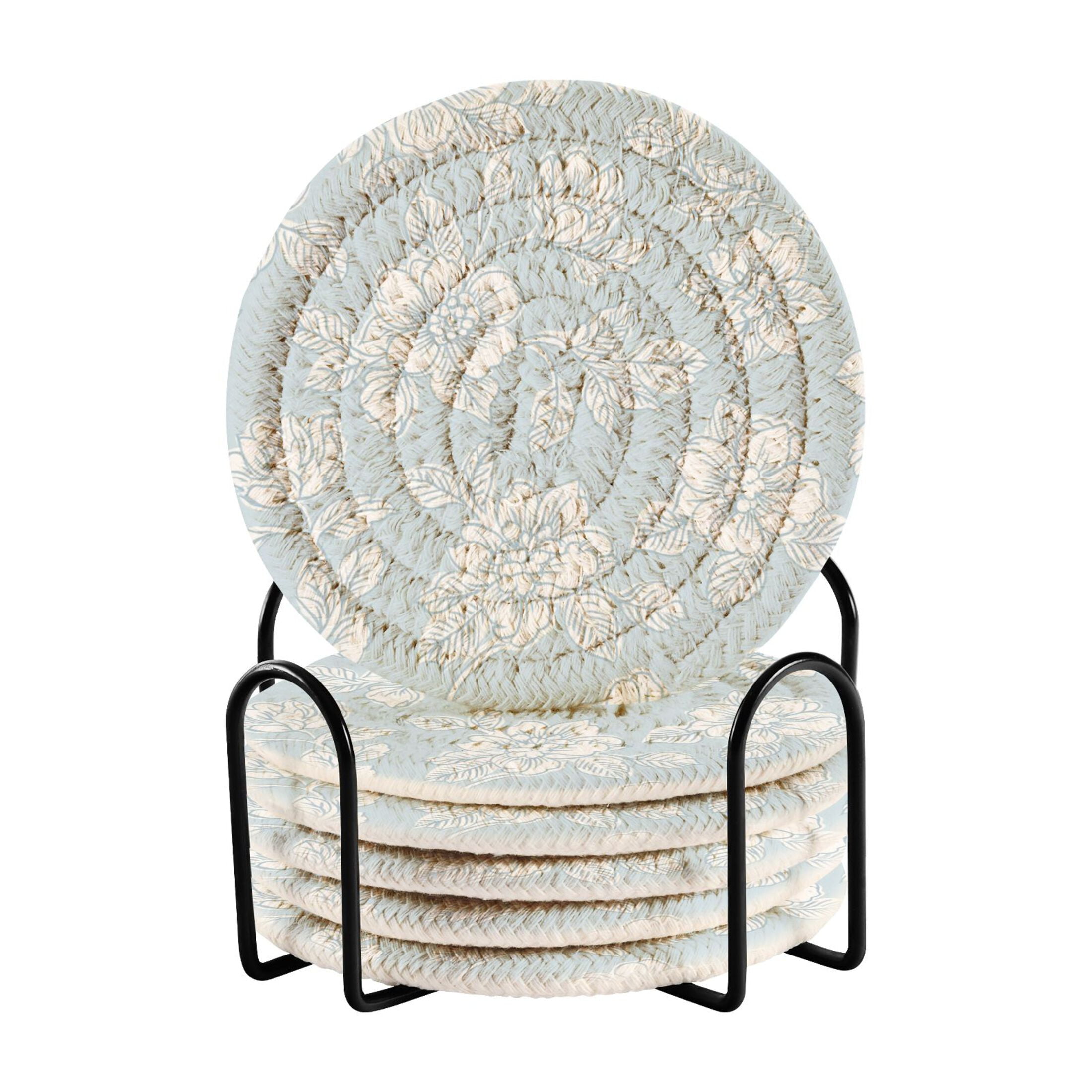 6 Coil Coasters 3.94x3.94x0.24 Inch Water Coasters Drink Coasters with ...