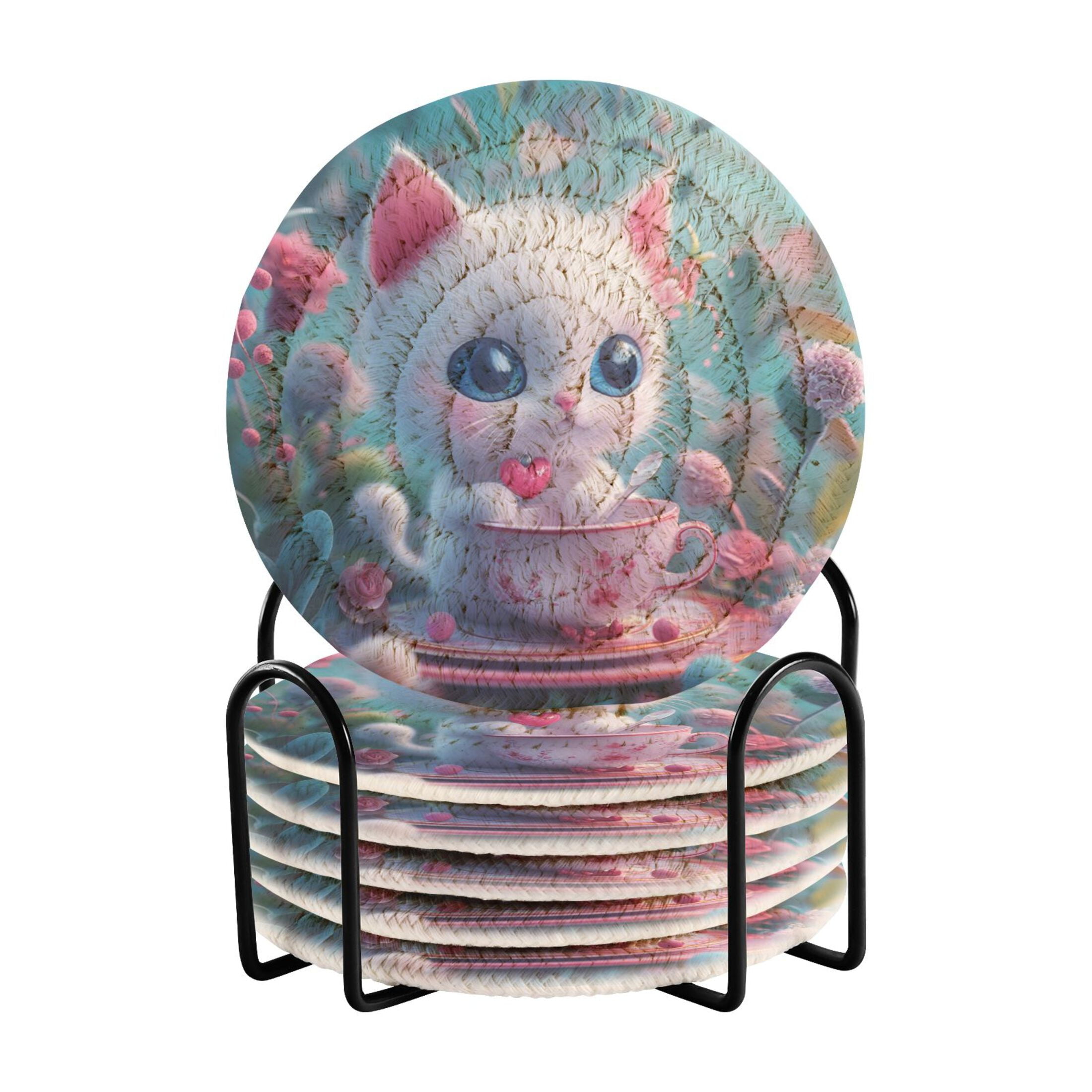 6 Coil Coasters 3.94x3.94x0.24 Inch Water Coasters Drink Coasters with ...