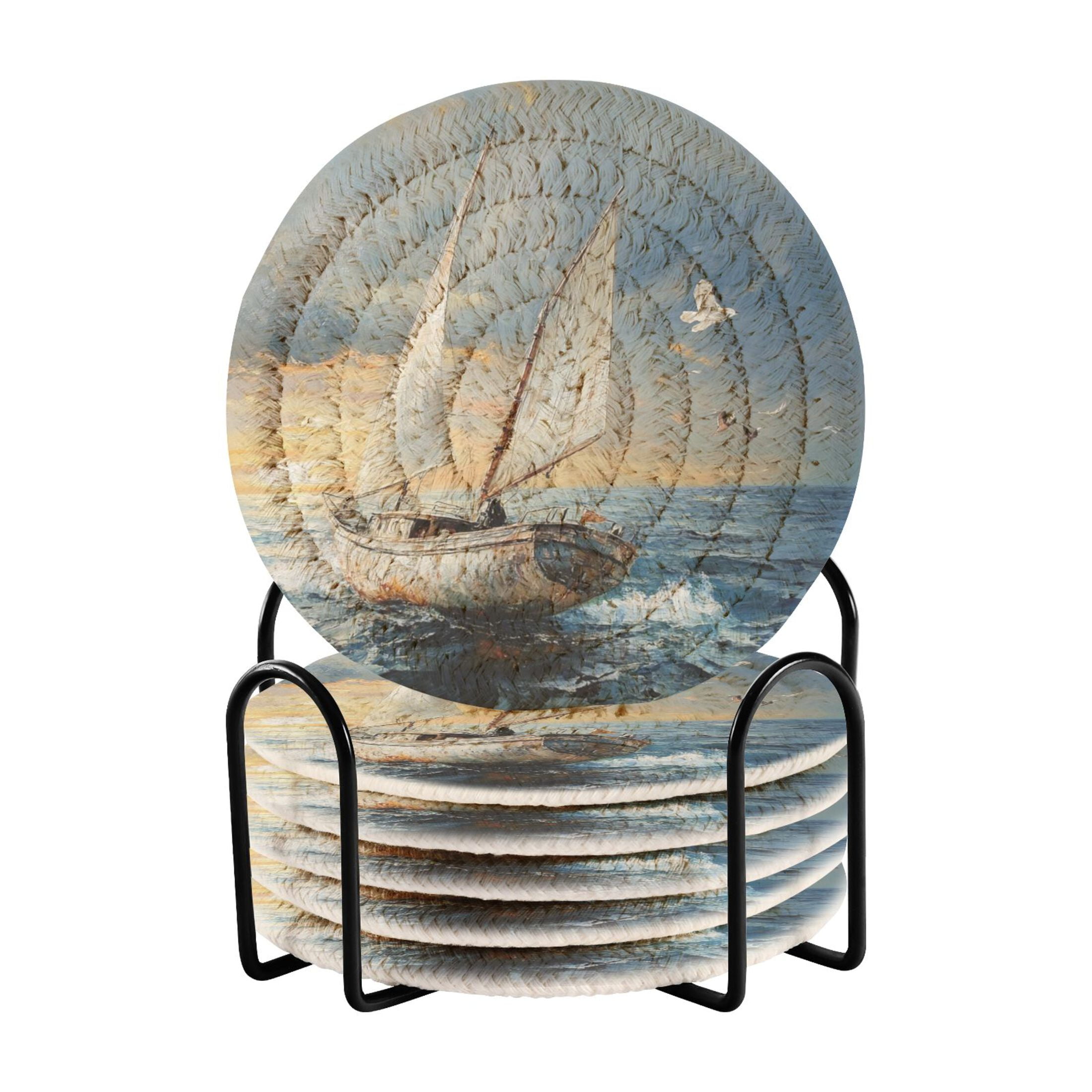 6 Coil Coasters 3.94x3.94x0.24 Inch Water Coasters Drink Coasters with ...
