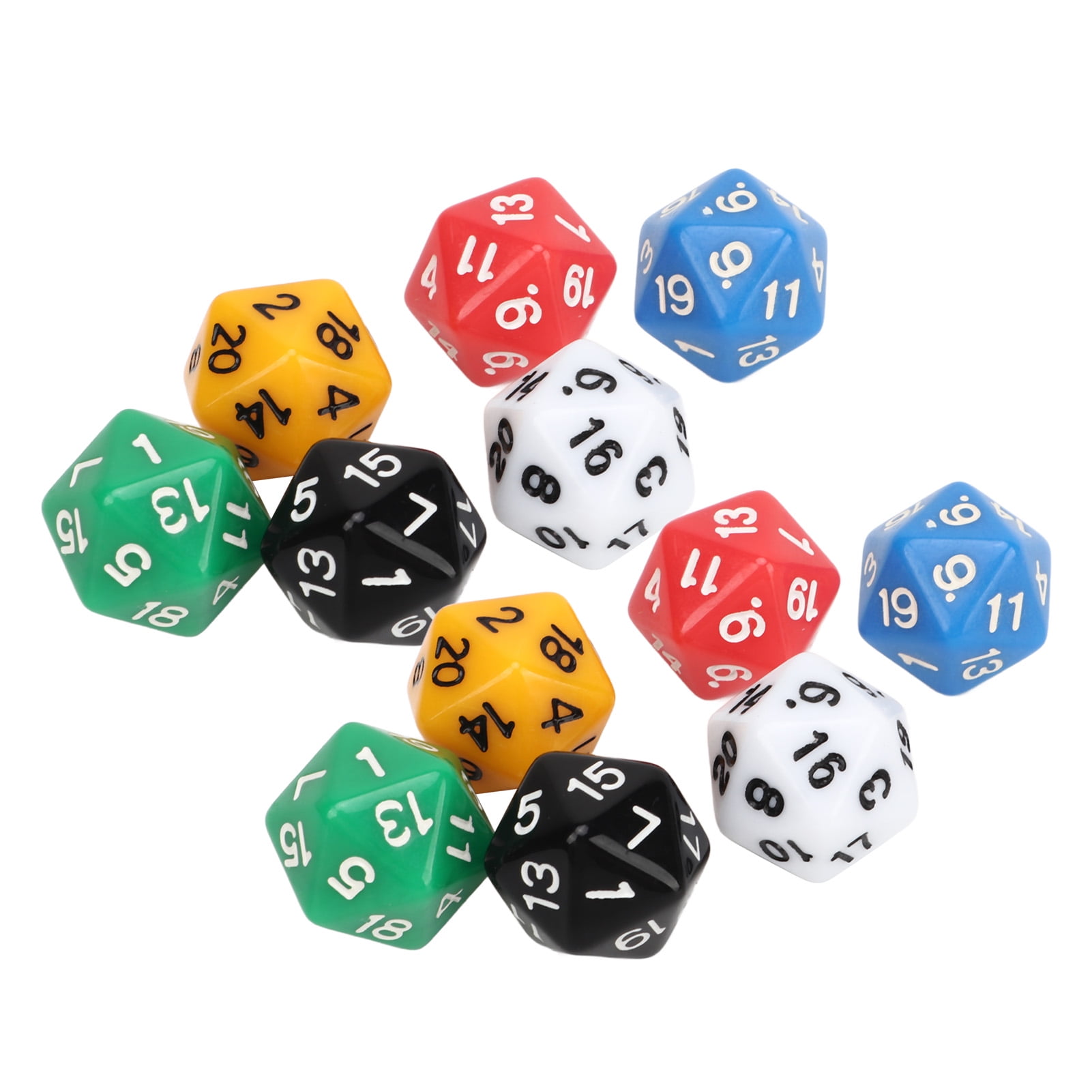 6-Color 20-Sided Plastic Dice Set, 12-Piece Teaching Dice for Board ...