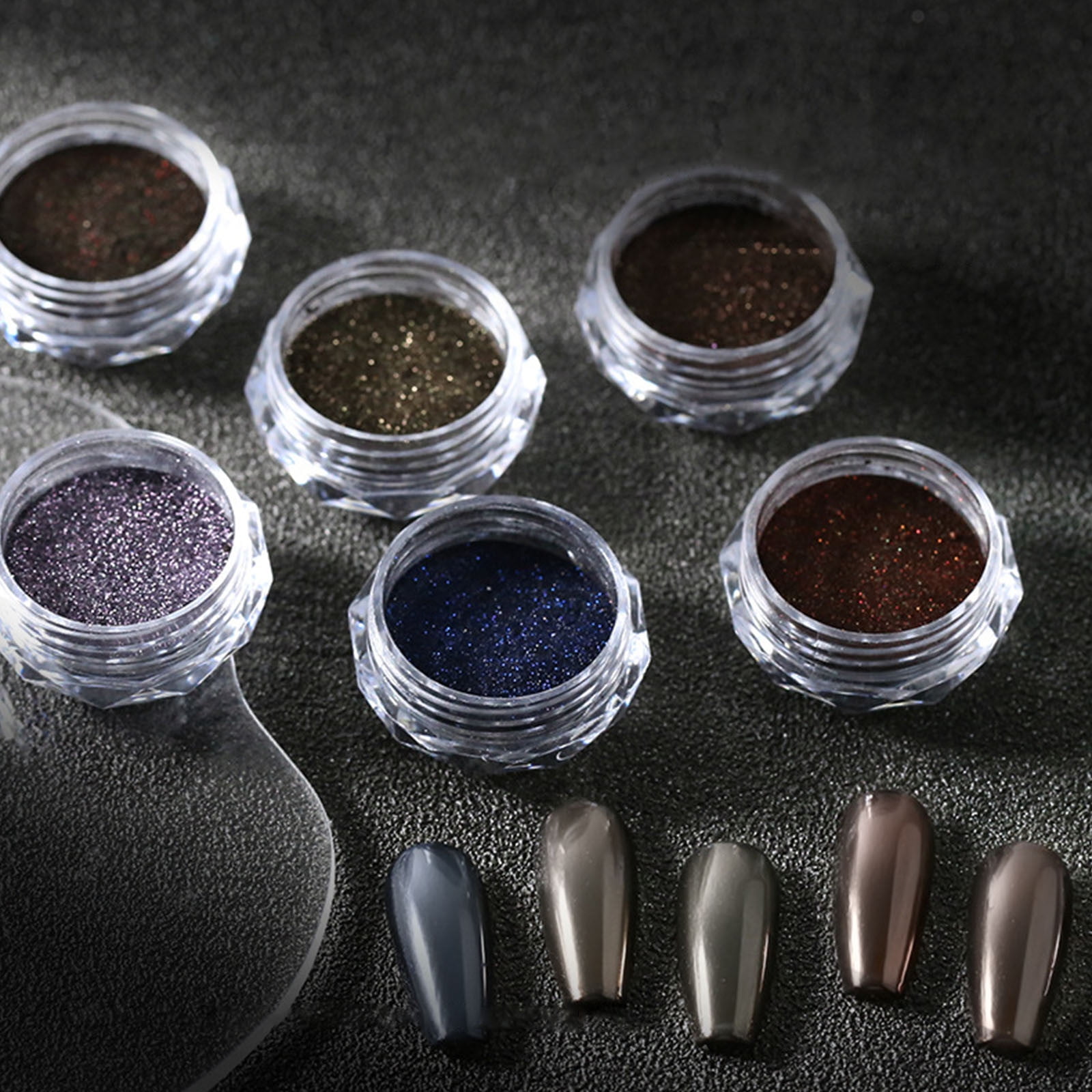 6 Color Chrome Nail Powder Set, Super Metallic Effect Chrome Powder for ...