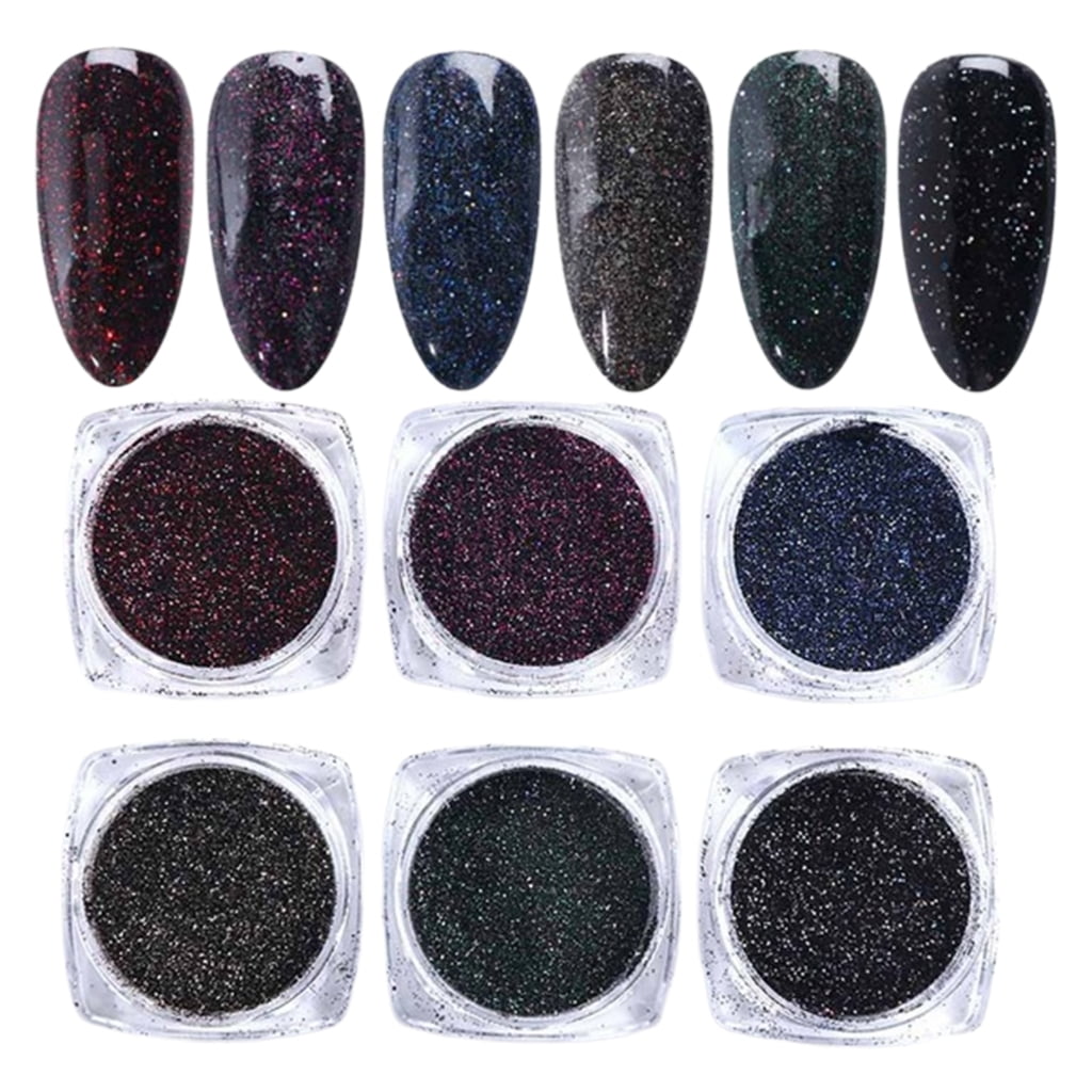 6 Color Glitter Powder Decorations Nails Art Accessories for Various ...
