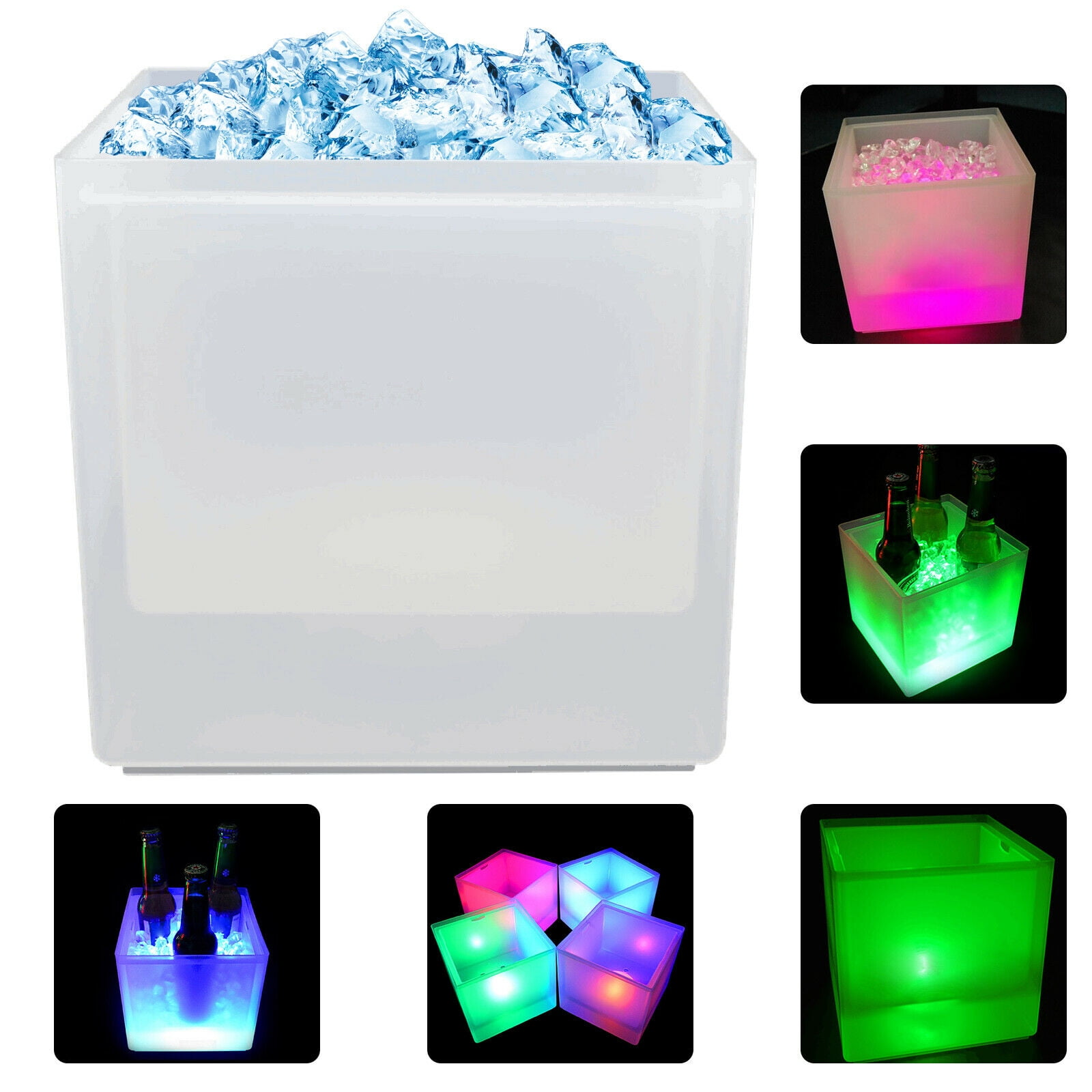 6 Color LED Light Ice Bucket Champagne Wine Drink Beer Ice Cooler Bar ...