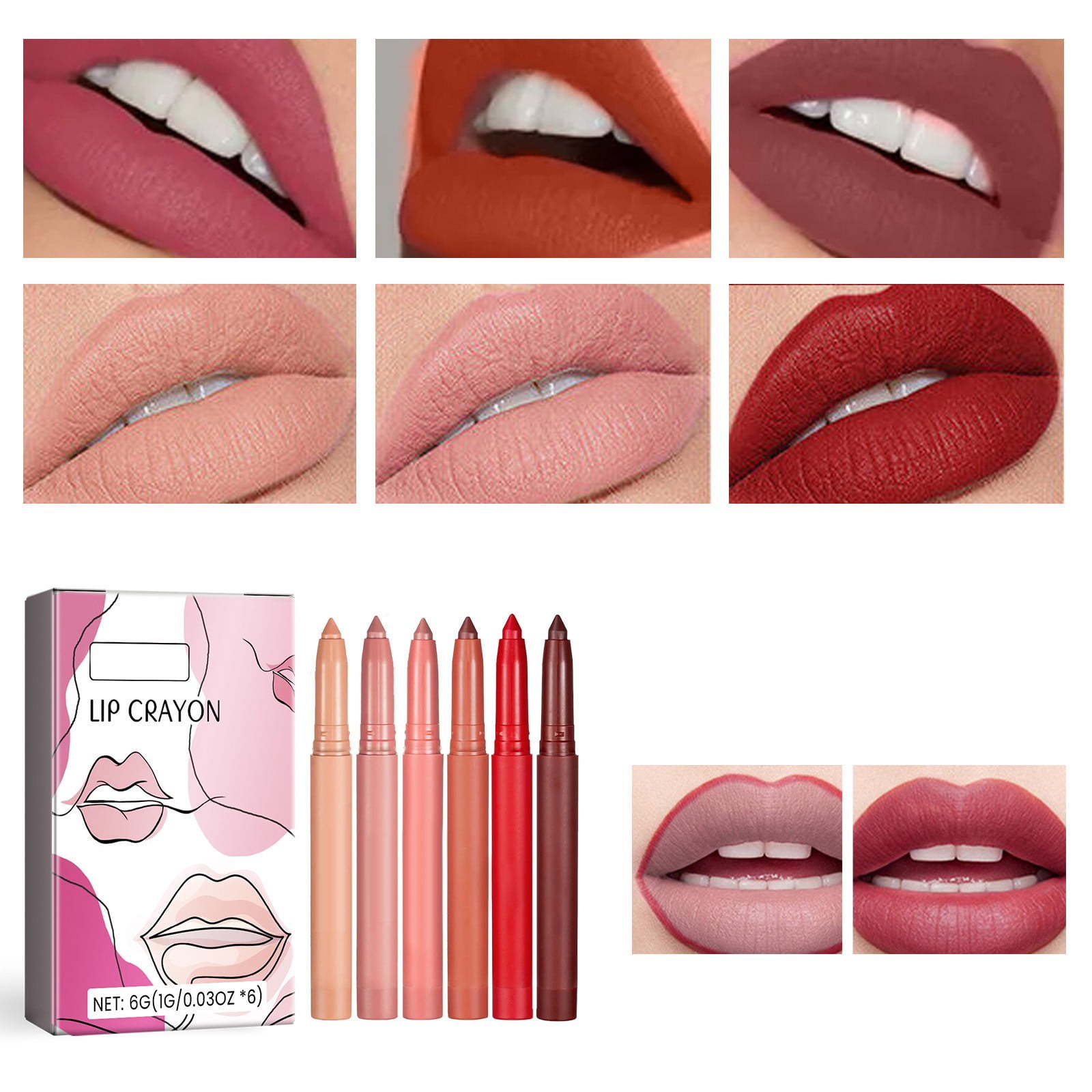6 Color Lip Liner Natural Lip Color Long Lasting Non Stick Non Off ...