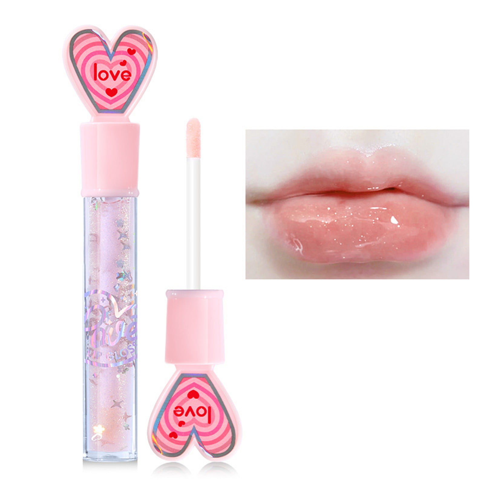 6 Color Liquid Lip Gloss Heart Shaped Finish Water Gloss Mouth Red Lips ...