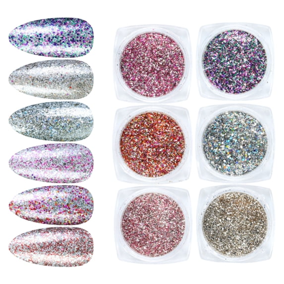 6 Color Nails Powder Sparklings Nails Glitter Pigment Powder Nails ...