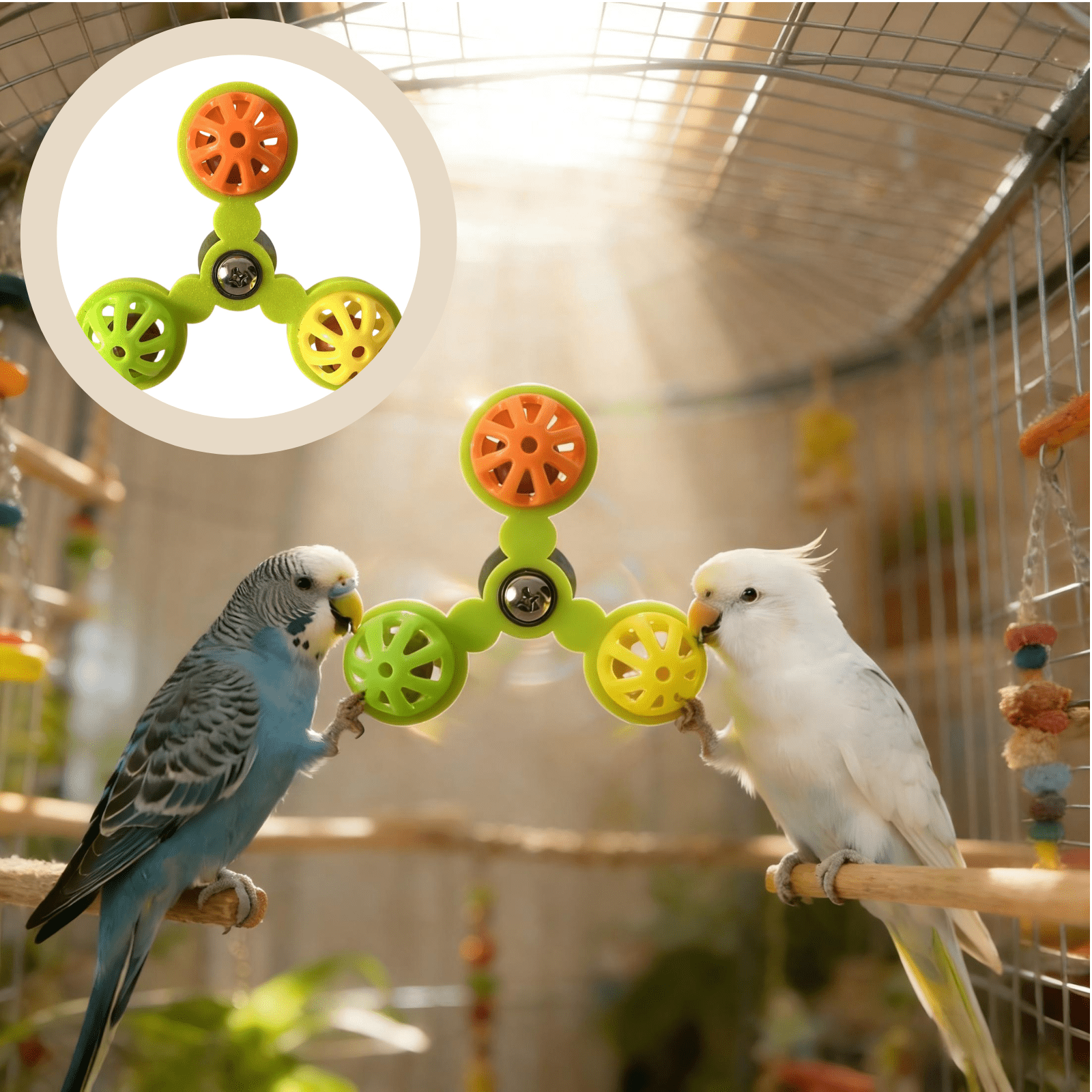 6-Color Parrot Toy with Windmills – Interactive Bird Cage Accessory to ...