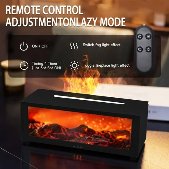 6 Color Simulated Flame Humidifier with Smoke Effect, USB Essential Oil ...