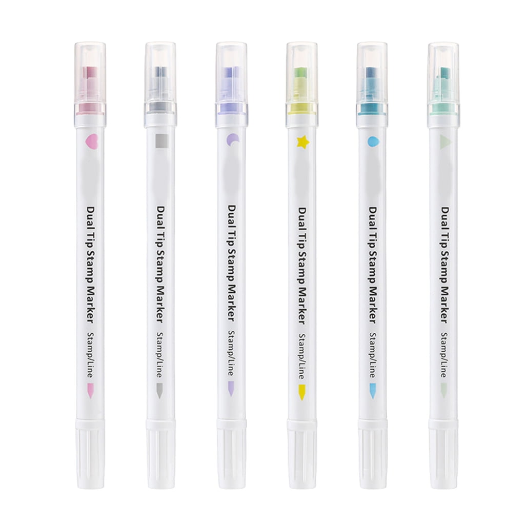 6 Color Stamp Marker Double Headed Watercolor Marker for Scrapbooking ...