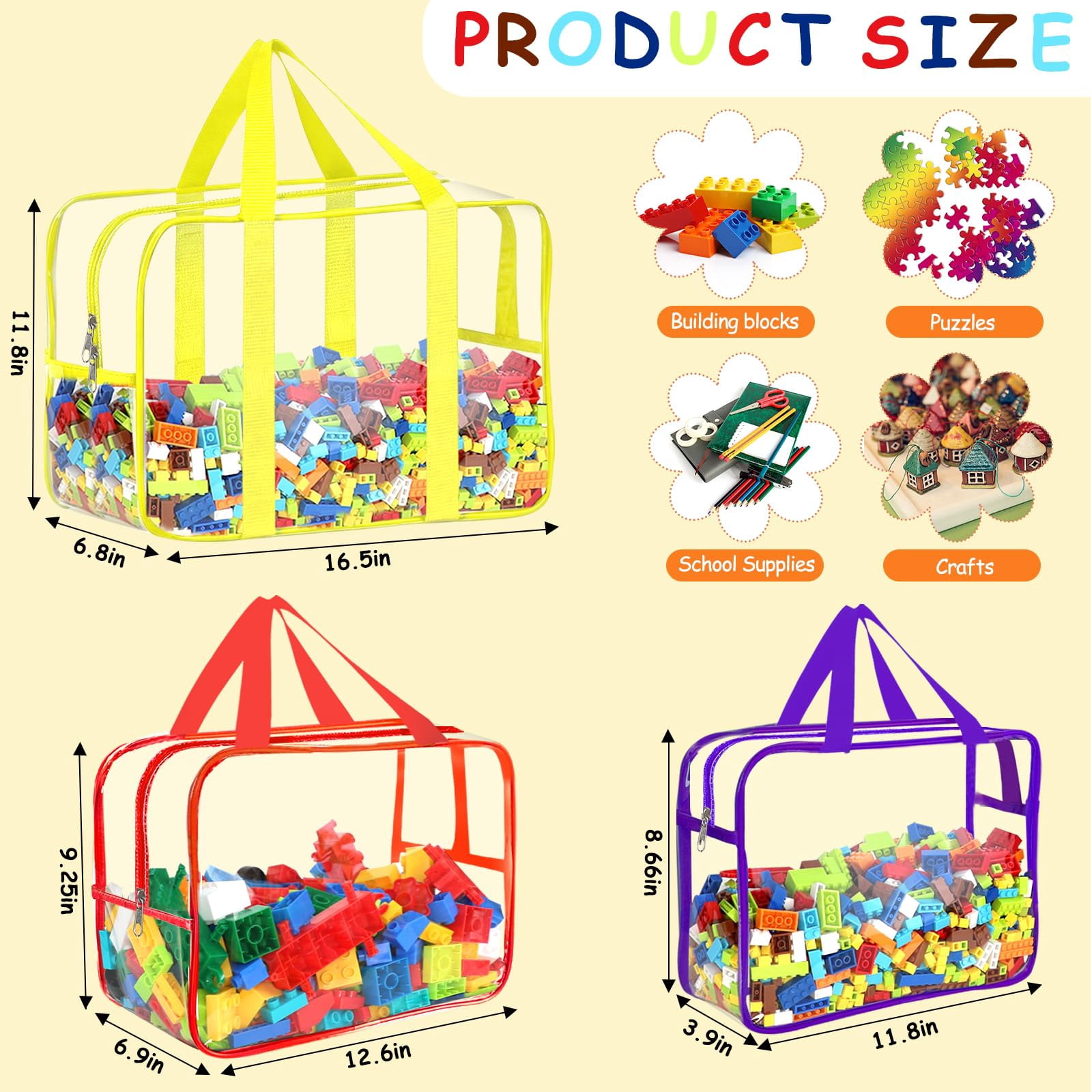 6 Color Storage Bags With Labels Reusable Clear Pvc Board Game Travel ...