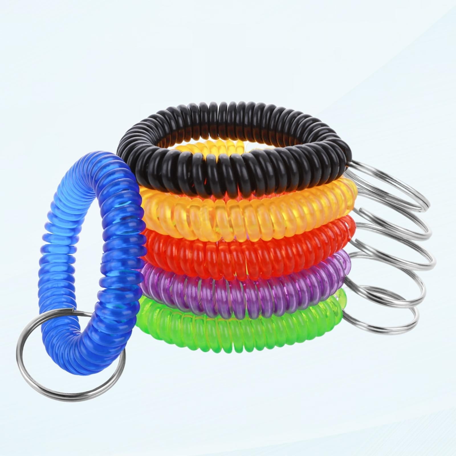 6 Color Wrist Coil Keychain Plastic Coil Wristband Elastic Spring ...