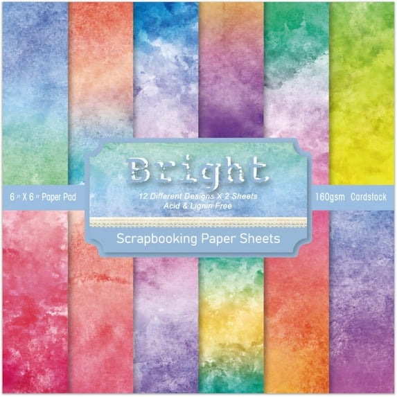 6 In Colorful Scrapbook Paper Pad, 24 Sheets Bright Patterned Designed ...