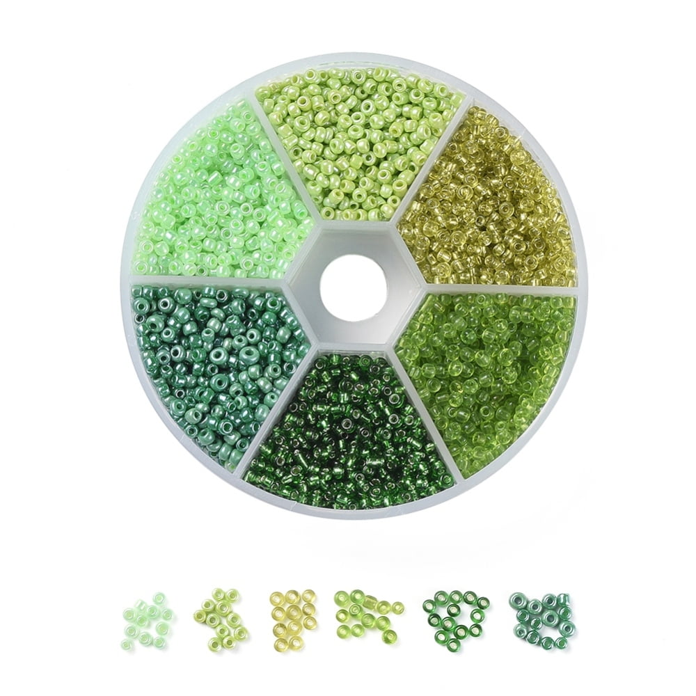 6 Colors 12/0 Glass Seed Beads Opaque Colors Lustered & Silver Lined ...