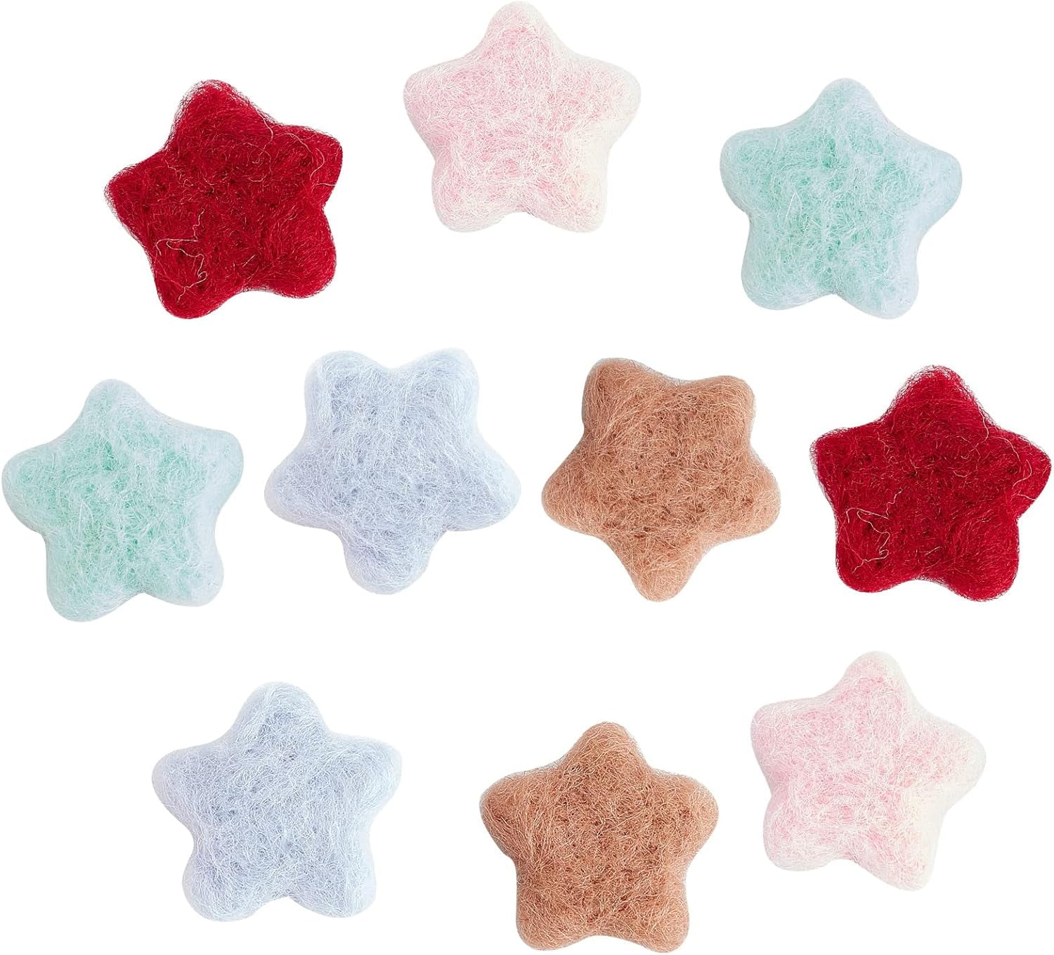 6 Colors 12PCS Star Shape Felt Wool Beads Balls Sewing Pom Poms ...