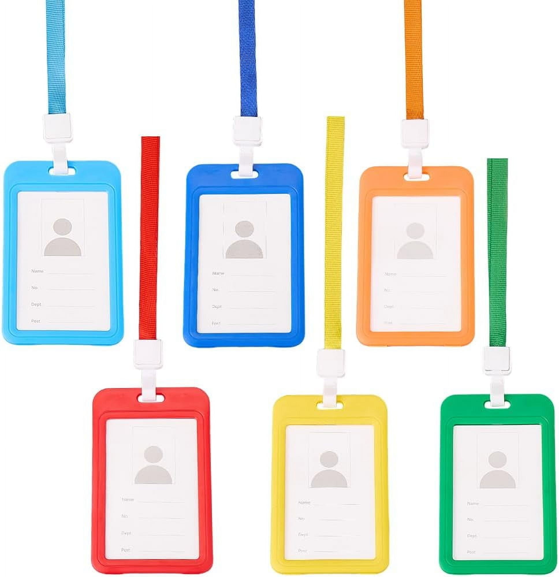 6 Colors 12Pcs ID Card Badge Holder with Removable Lanyard Rectangle ...