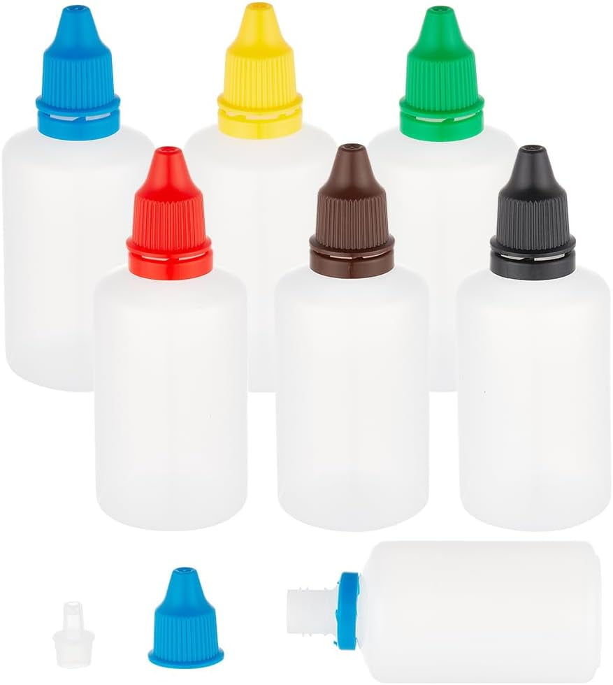 6 Colors 50ml/1.69oz Plastic Empty Dropper Bottle Empty Bingo Daubers ...