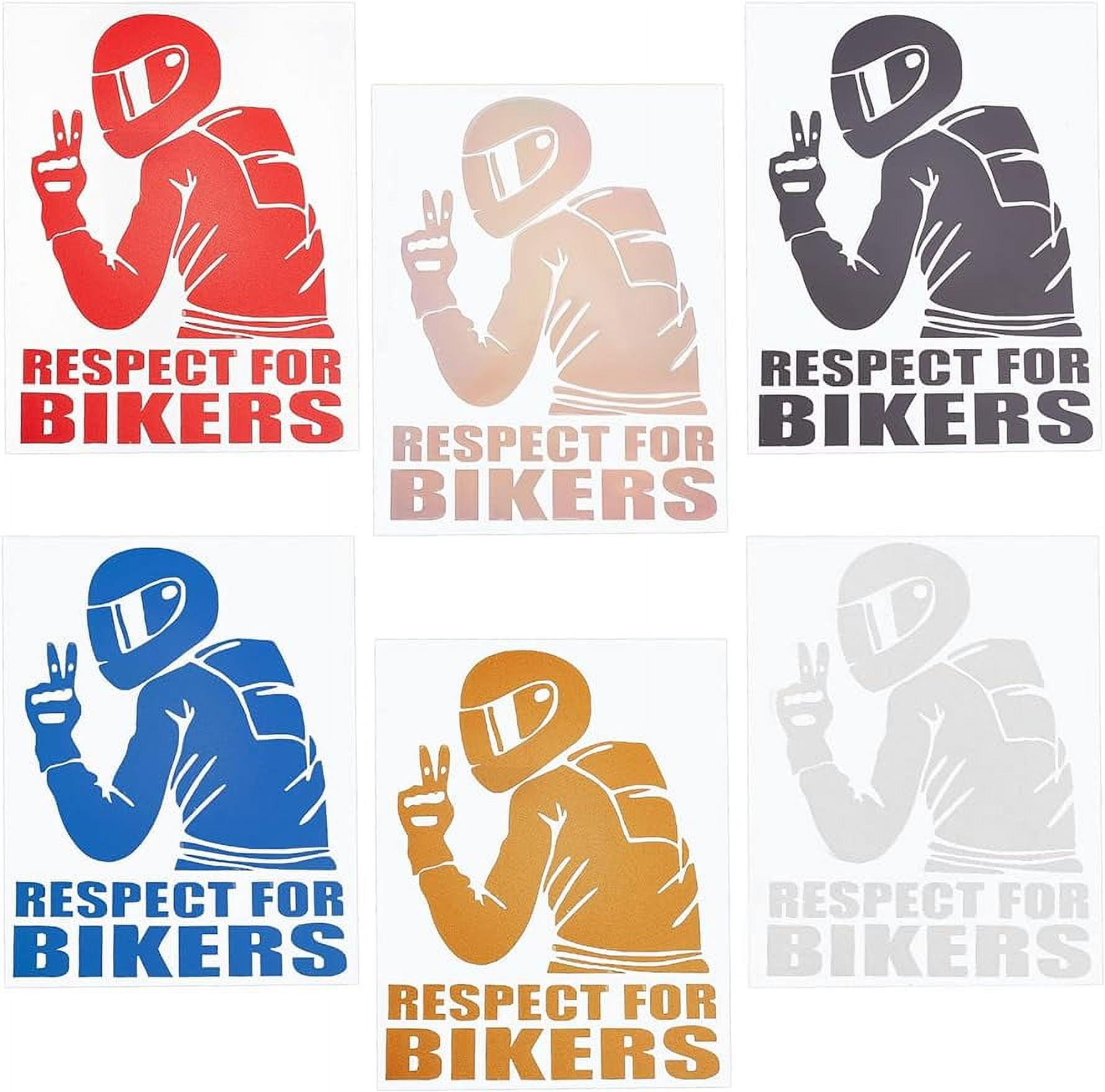 6 Colors 6" Respect for Bikes Car Stickers Colorful Reflective Laser ...