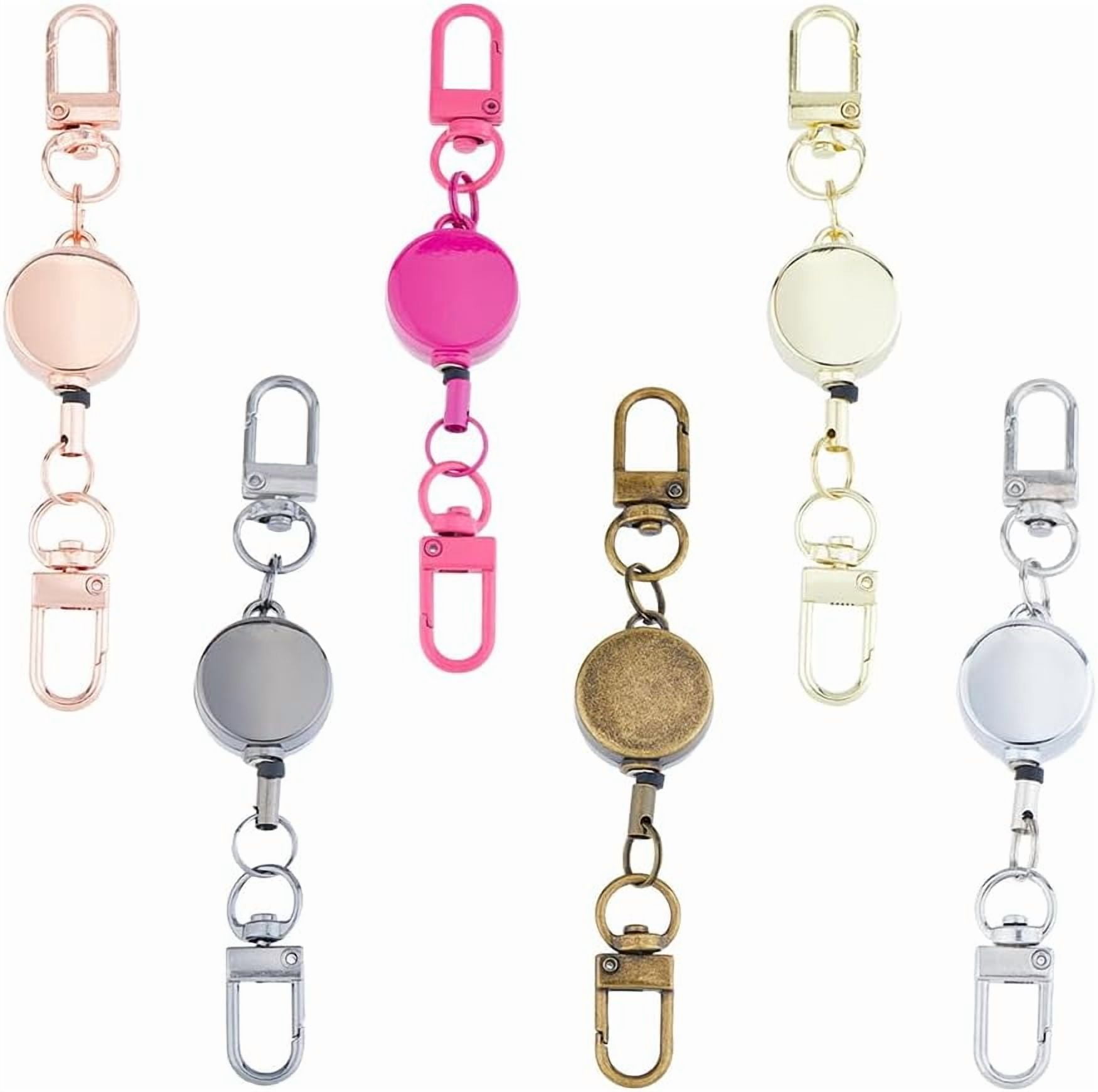 6 Colors 6Pcs Retractable Keychain Metal Double Head Keychains Round ...