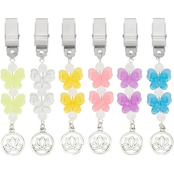 6 Colors Credit Card Puller Acrylic Butterfly Beaded Credit Card Clips ...