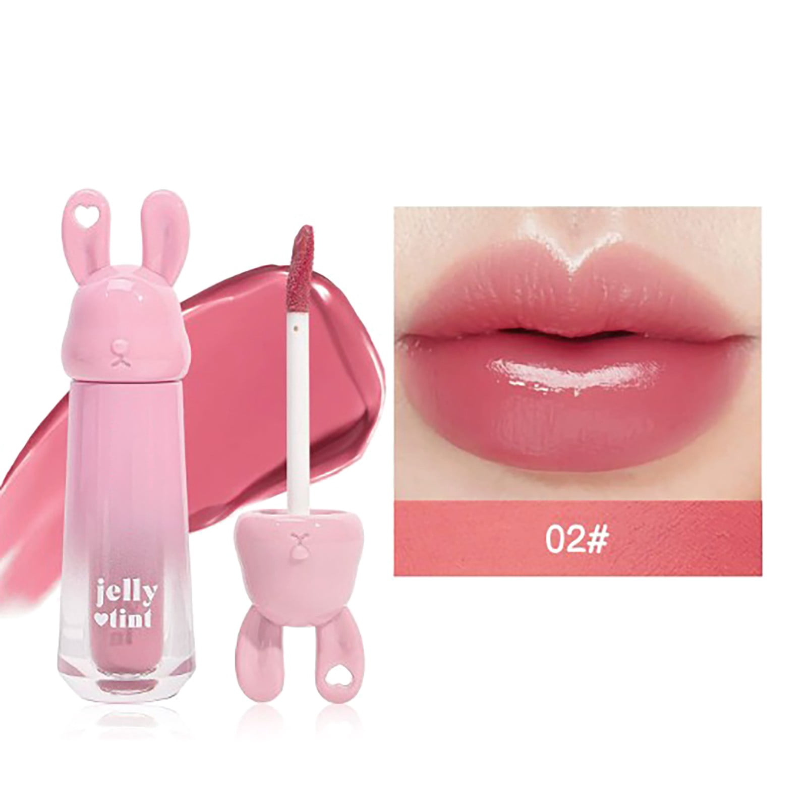 6 Colors Cute Rabbit Hydrating Lip Gloss, Glossy Lipgloss Jelly Liquid ...