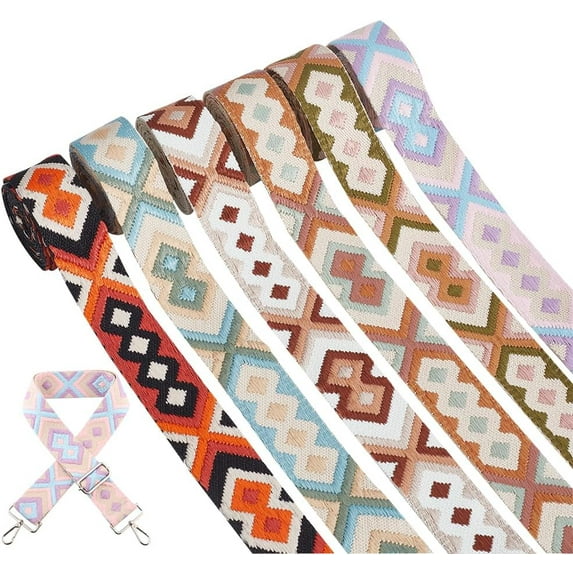 6 Colors Flat Embroidery Rhombus Polyester Ribbons 12 Yards Embroidery ...