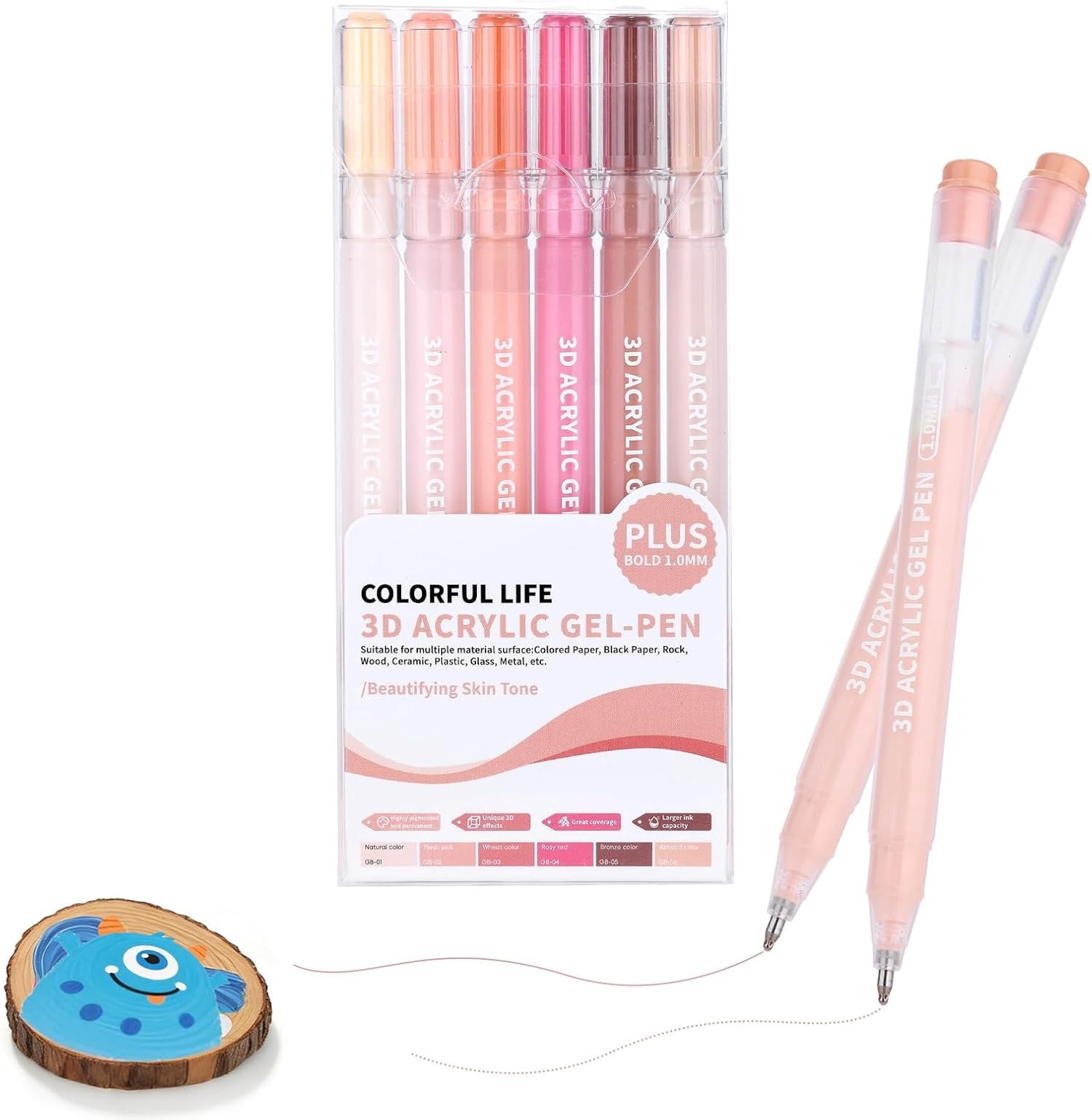 6 Colors Gel Pens with Plus Ink,1mm Tip Smooth Flow Gel Markers for ...