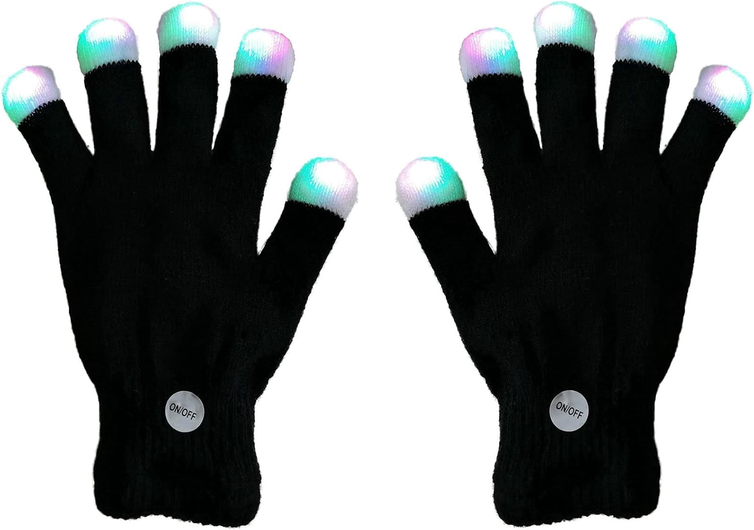 6 Colors LED Rave Glove -6 Colors Finger Lighting Flashing Glow Mittens ...