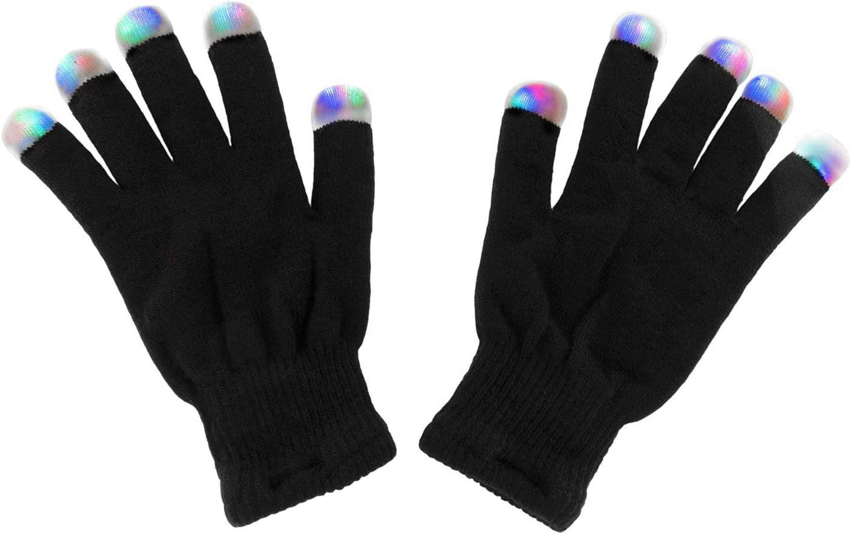 6 Colors LED Rave Glove - Black Knit Strobe Fingertips with 3 Colors 6 ...