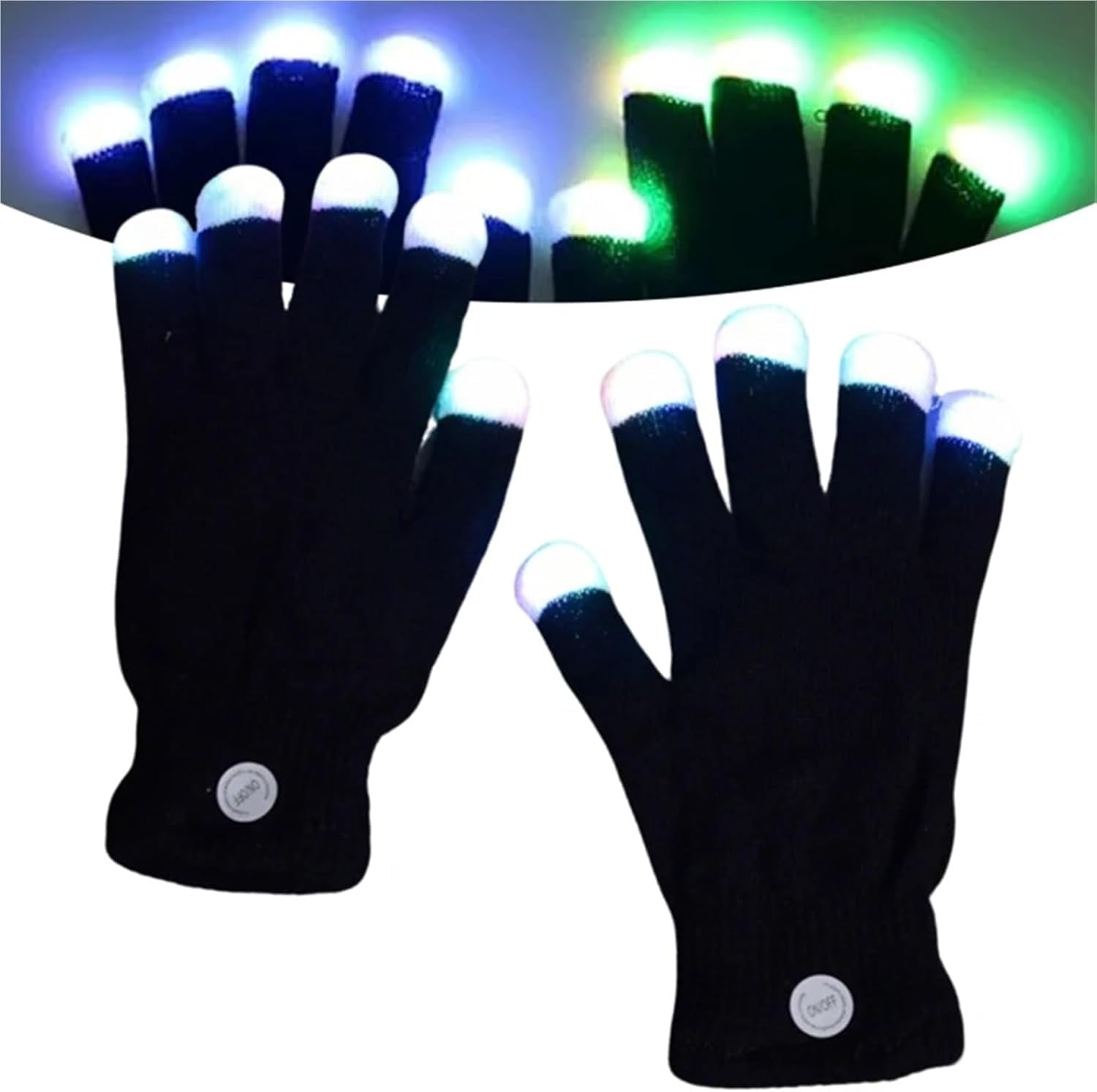 6 Colors LED Rave Glove, Finger Gloving Light Gloves with Glittery ...