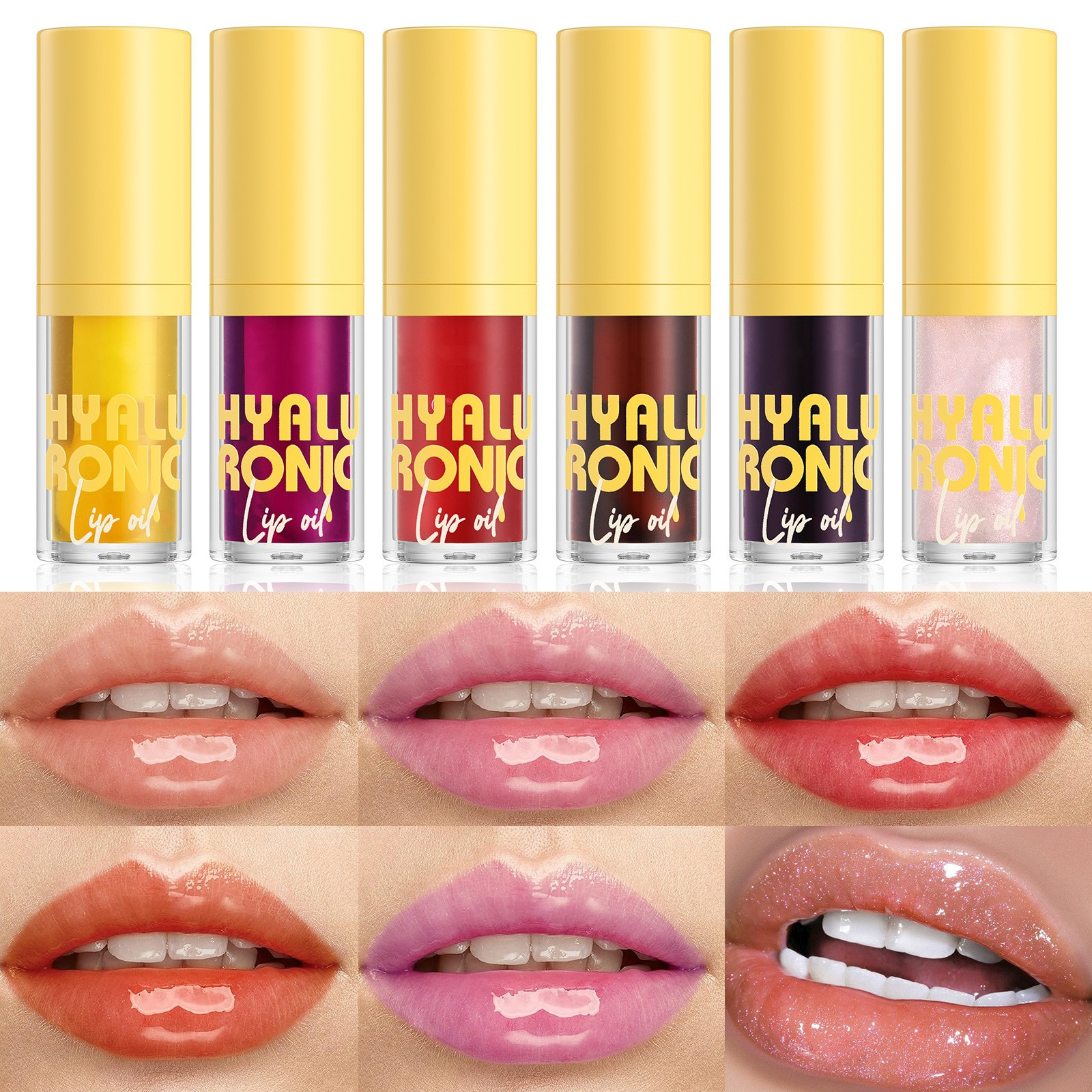 6 Colors Lip Oil Lip Glaze,Hydrating Tinted Plumping Lip Gloss,Clear ...