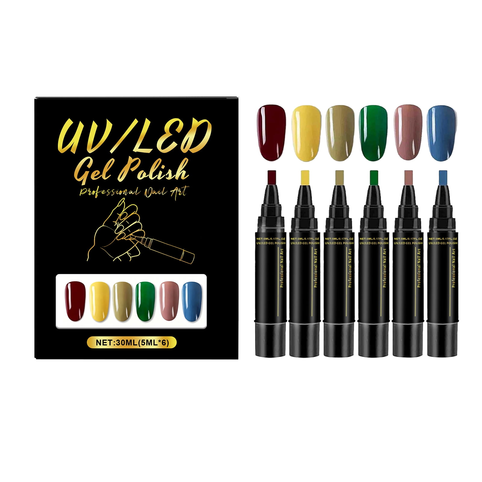 6 Colors Nail Art Pens Set, Nail Polish Pen, Nail Art Markers for Gel ...