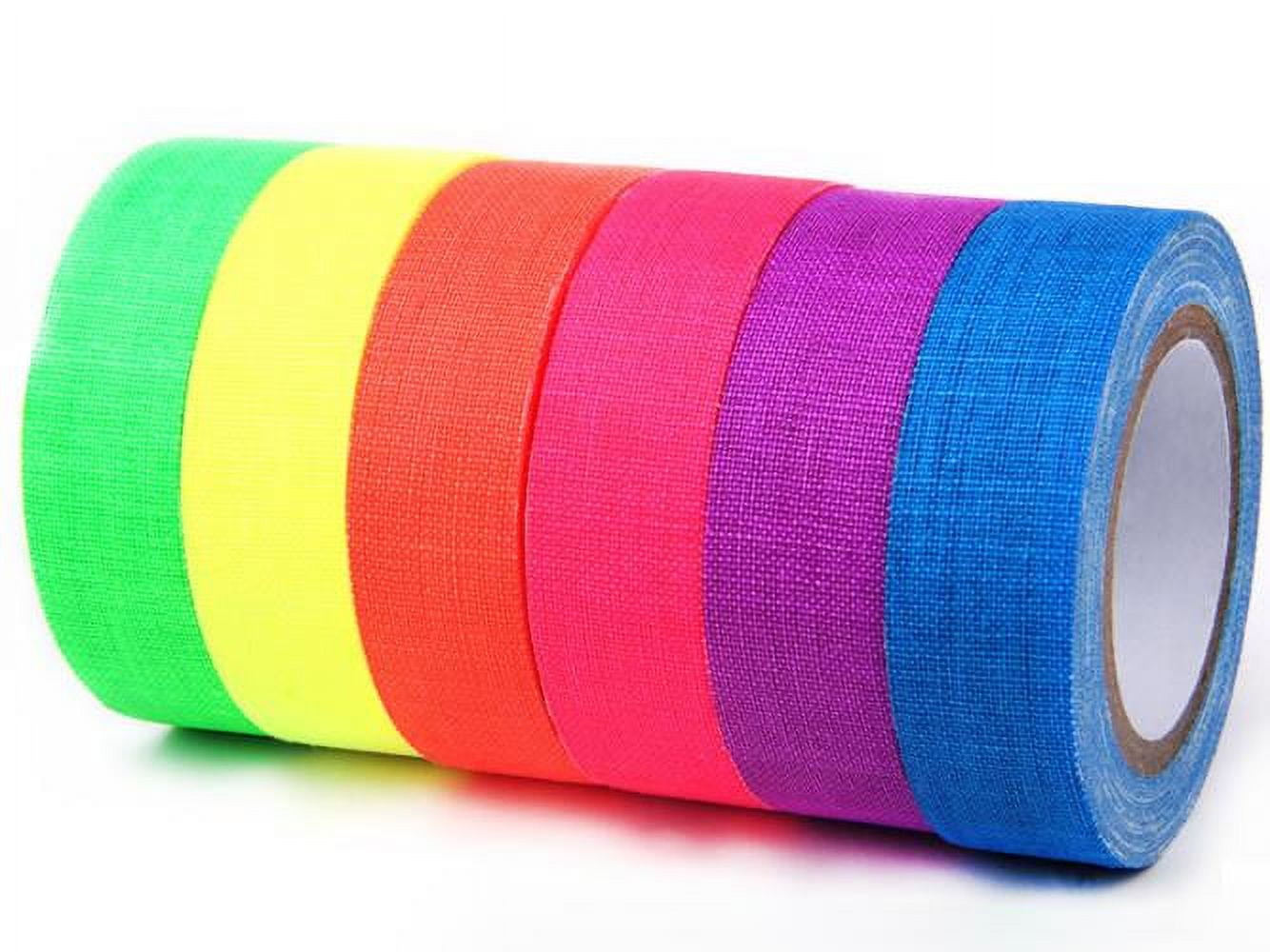 6 Colors Neon Gaffer Cloth Tape, Fluorescent Uv Blacklight Glow In The ...