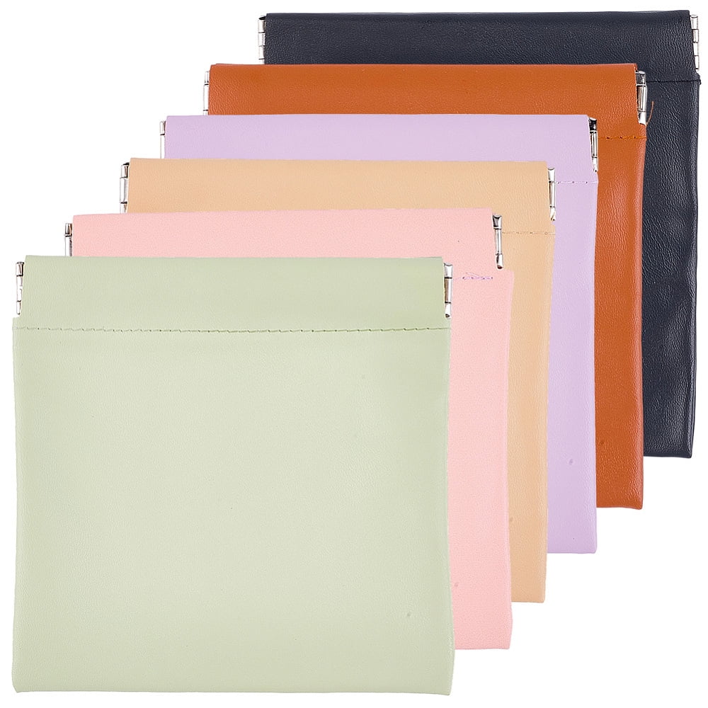 6 Colors PU Leather Pocket Cosmetic Bags Small Squeeze Top Coin Purse ...