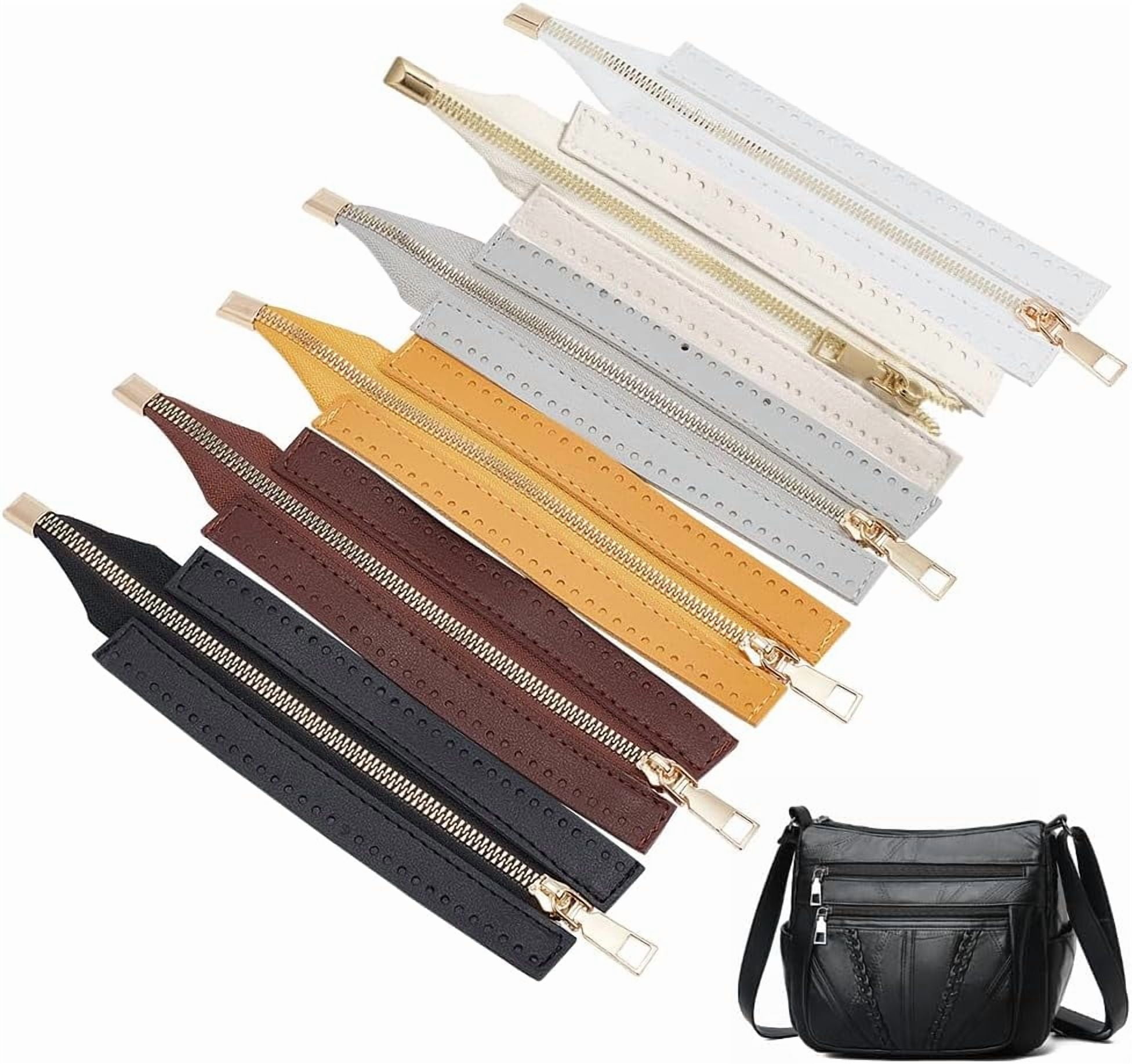 6 Colors PU Leather Zipper Frame Fixed with Rectangle Hole 9.4 Inch for ...