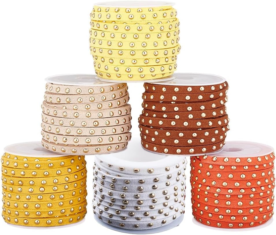 6 Colors Suede Cord 32.8 Yards Leather String Cord Flat Suede String ...