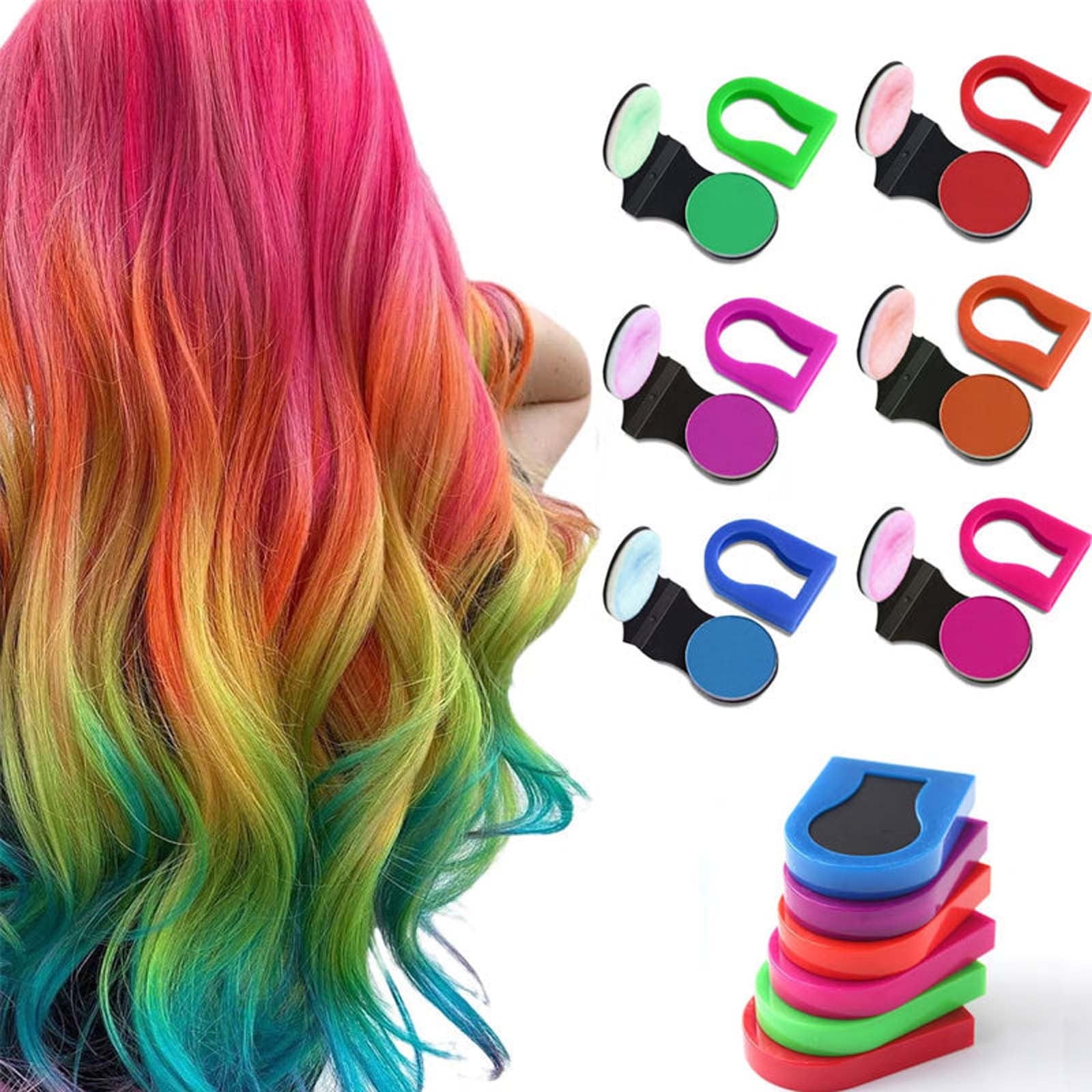6 Colors Washable Hair Chalk for Girls, Temporary Hair Dye Color Makeup ...