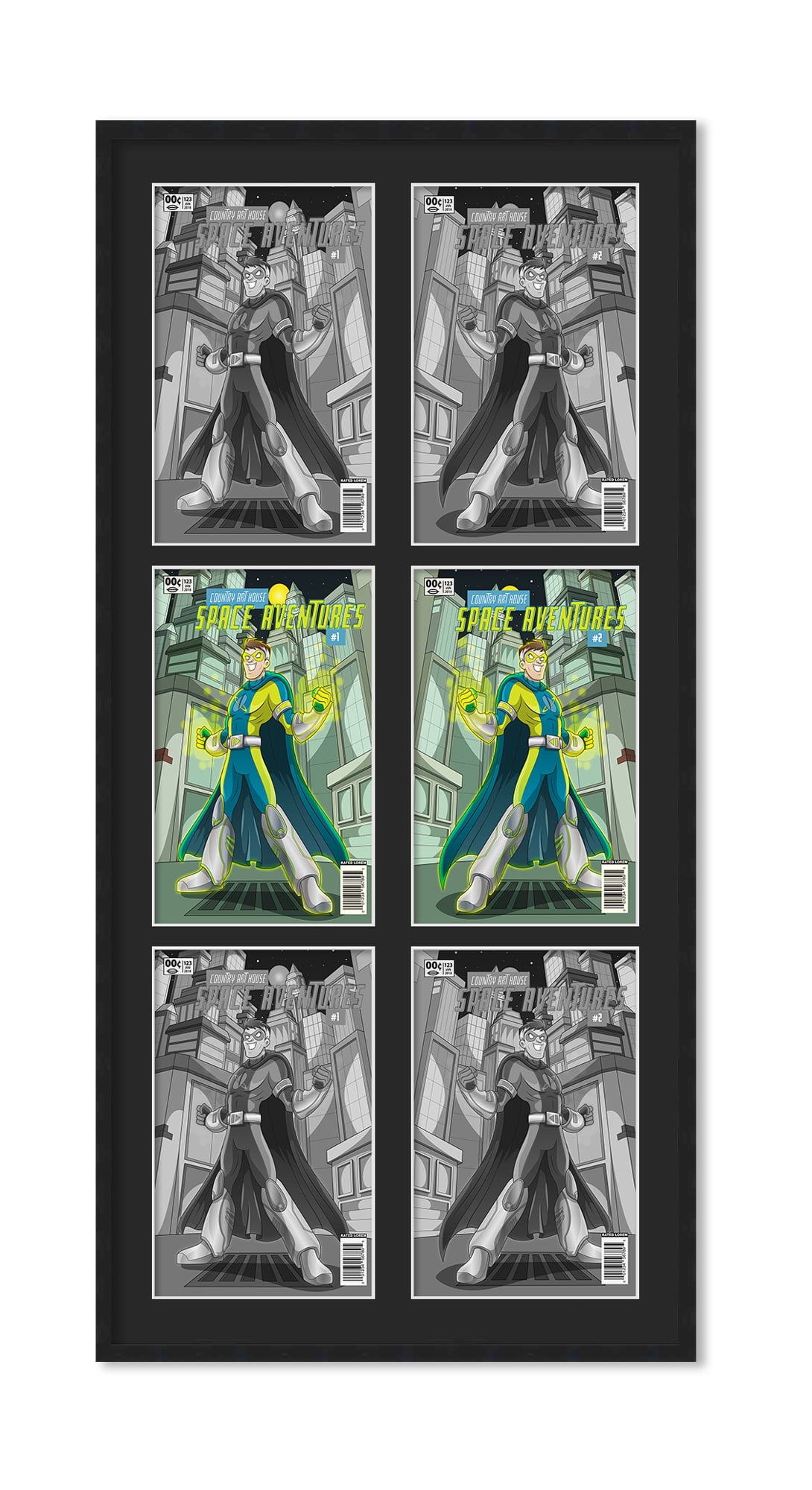 6 Comic Book Frame Black Collage Comic Book Frame with Black Mat to ...