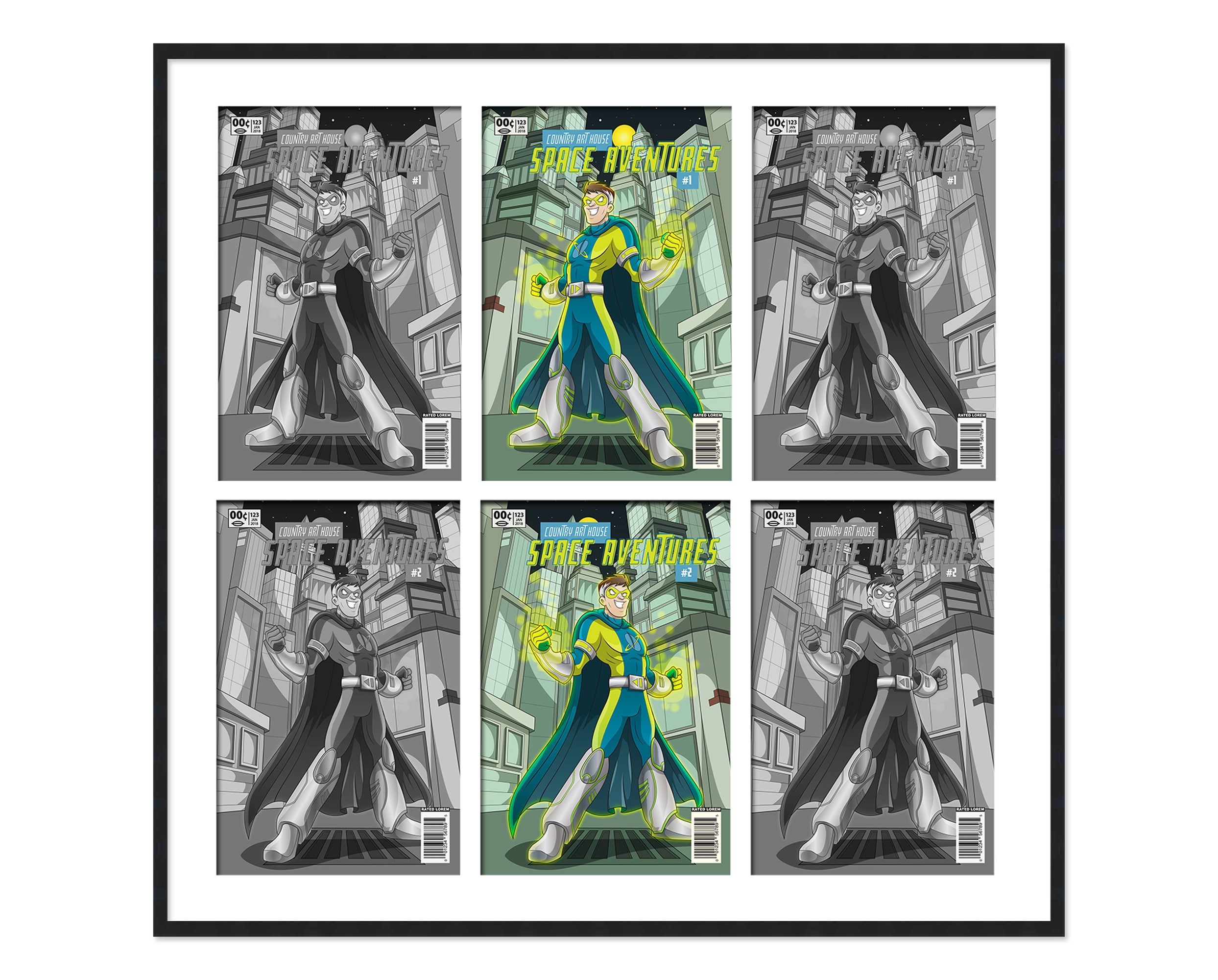 6 Comic Book Frame Black Collage Comic Book Frame with White Mat to ...