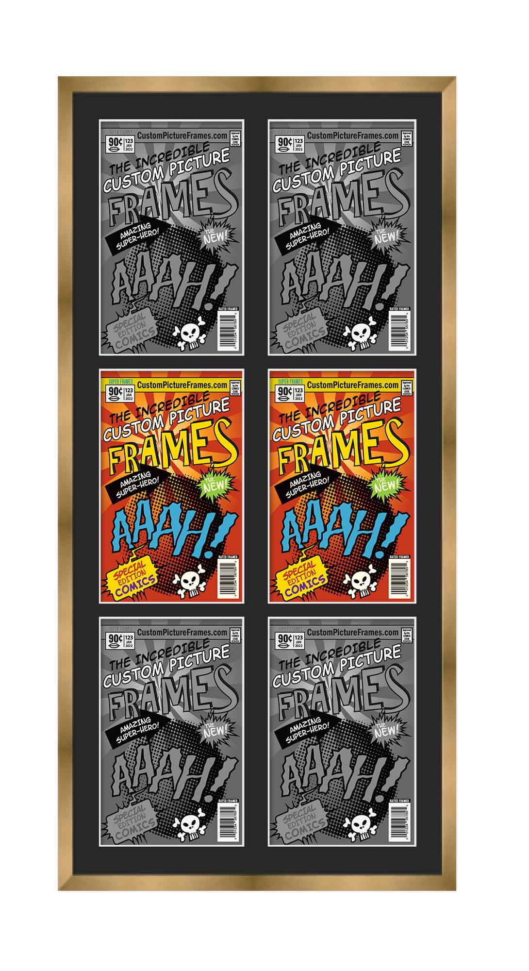 6 Comic Book Frame Gold Collage Comic Book Frame with Black Mat to ...