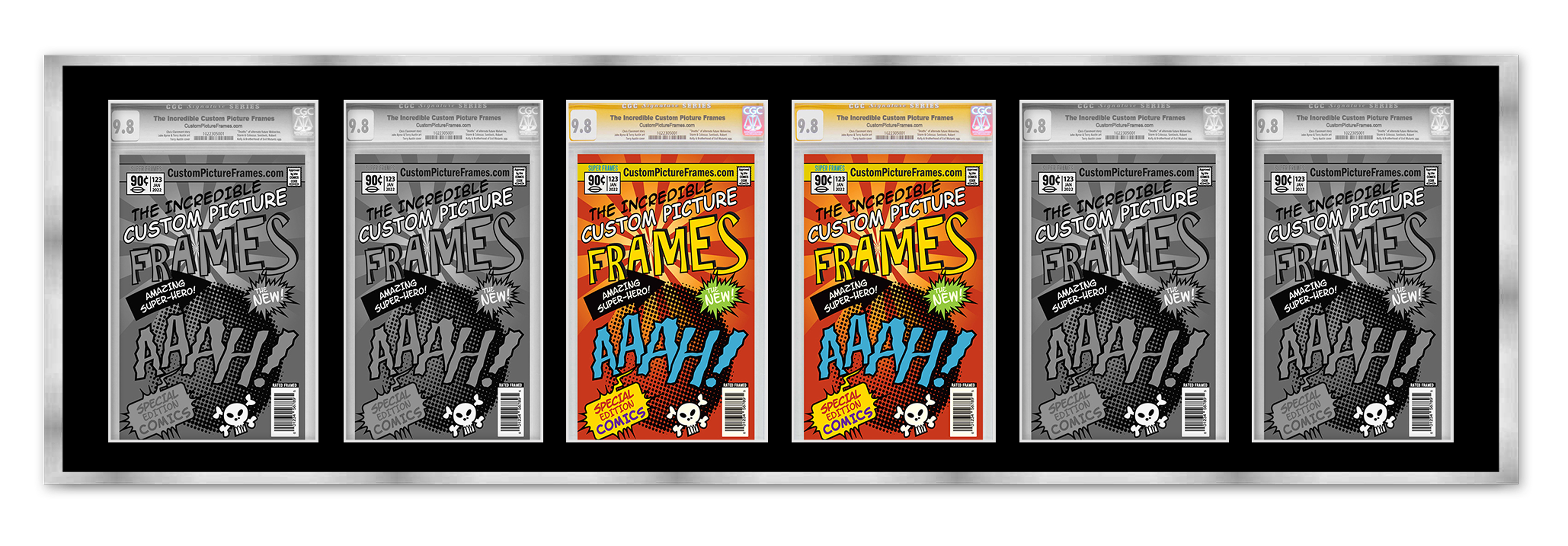 6 Comic Book Frame Silver Collage Comic Book Frame with Black Mat to ...