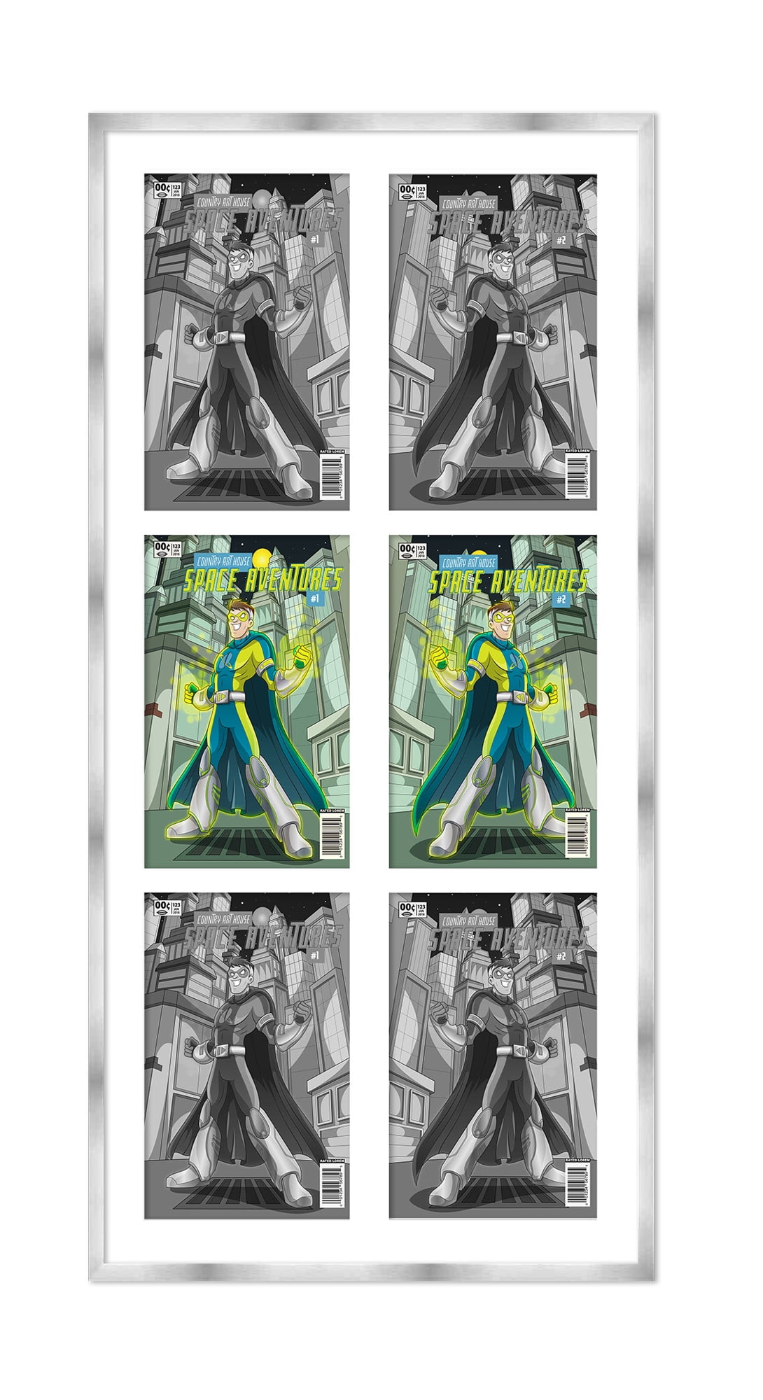 6 Comic Book Frame Silver Collage Comic Book Frame with White Mat to ...